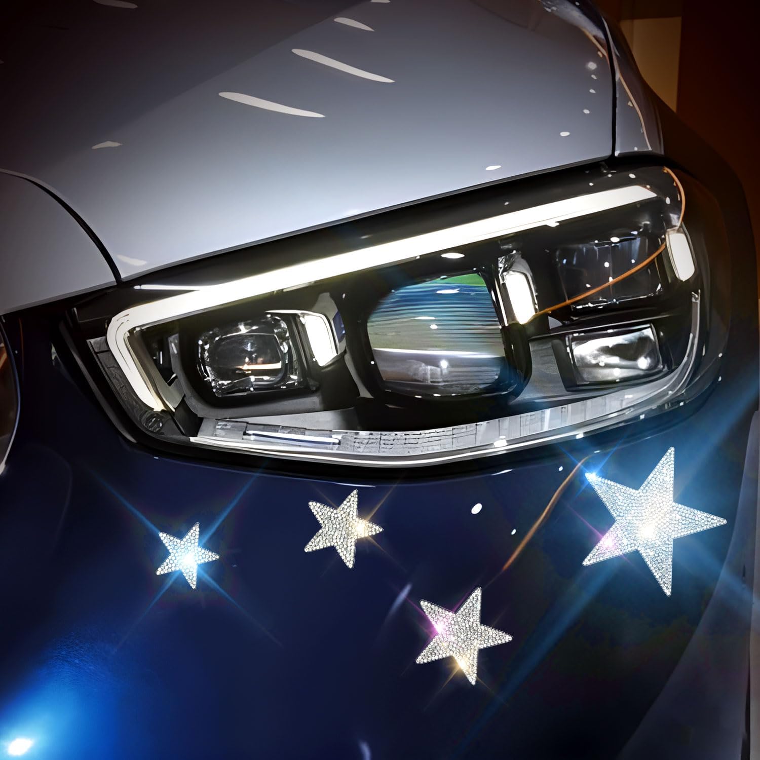 Amazon.com - Murimt 4Pcs Bling Silver Star Rhinestone Stickers Car ...