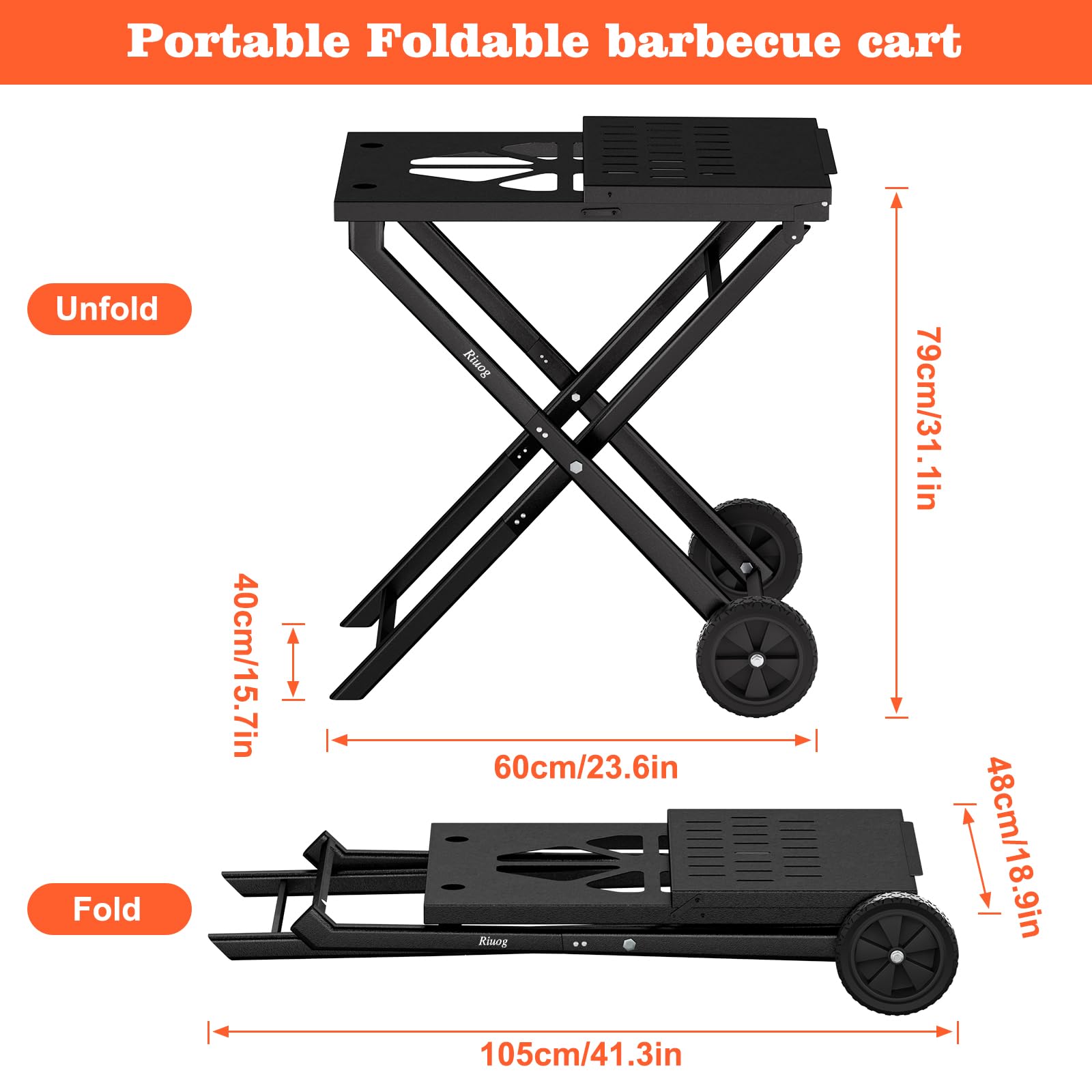 Snapklik.com : Riuog Portable Griddle Stand Trolley Compatible For ...