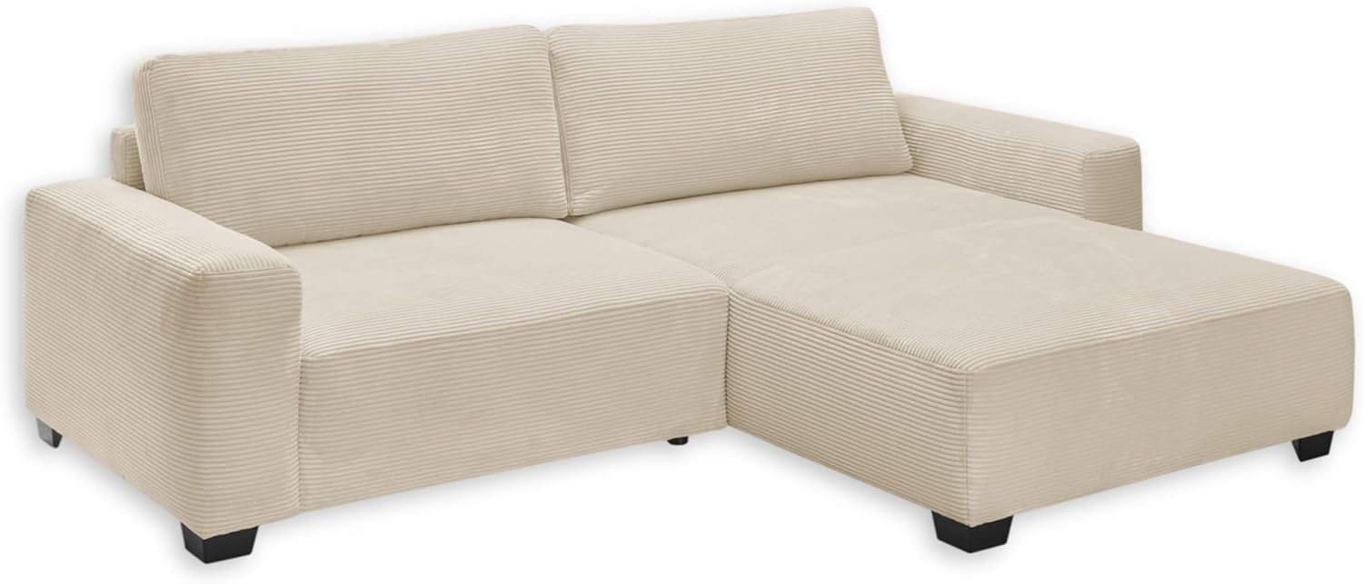 ELBA Ecksofa in Cord-Optik, Cream - Moderne Eckcouch in L-Form mit ...