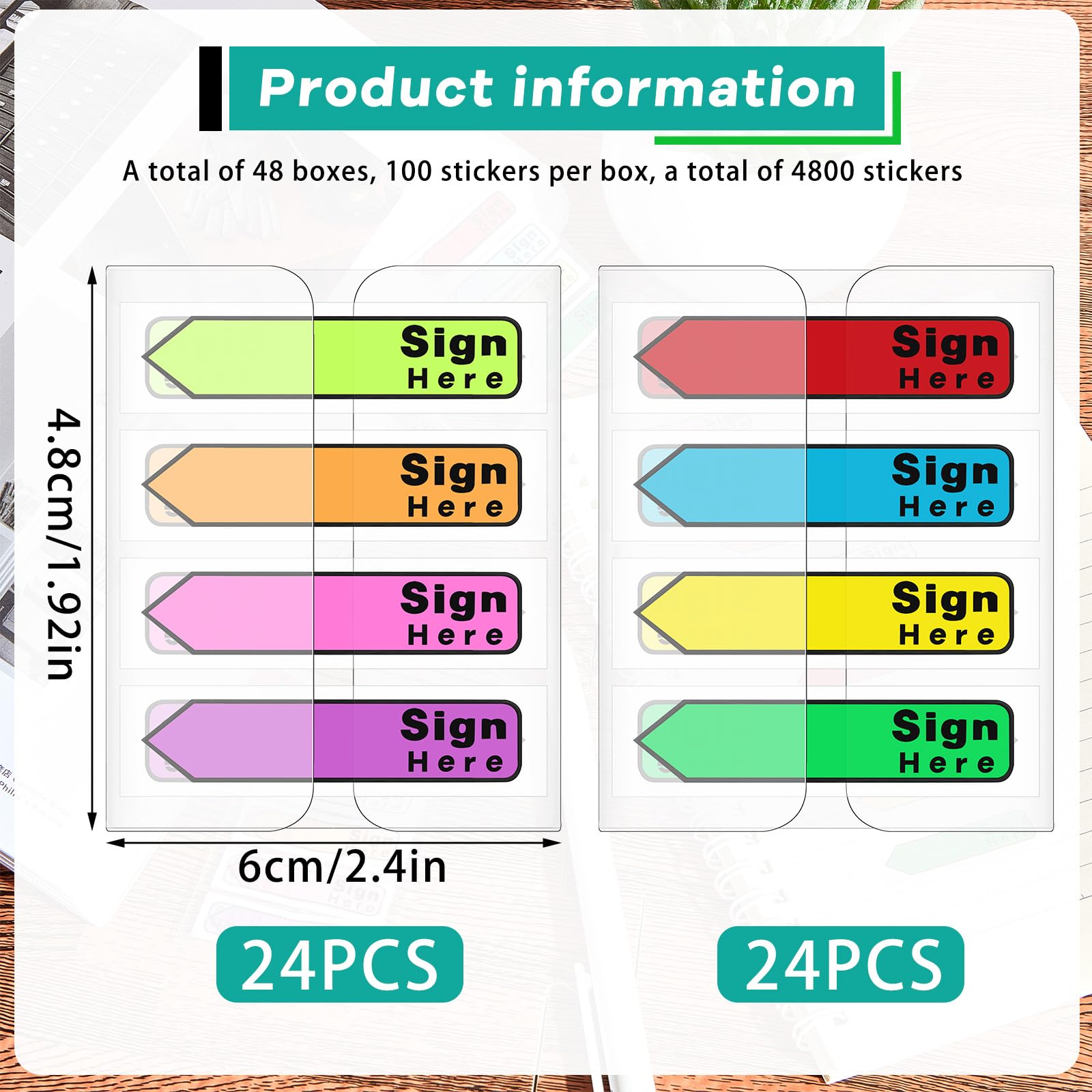 Snapklik.com : Tatuo 4800 Pcs Sign Here Tabs Colored Flag Stickers Self ...