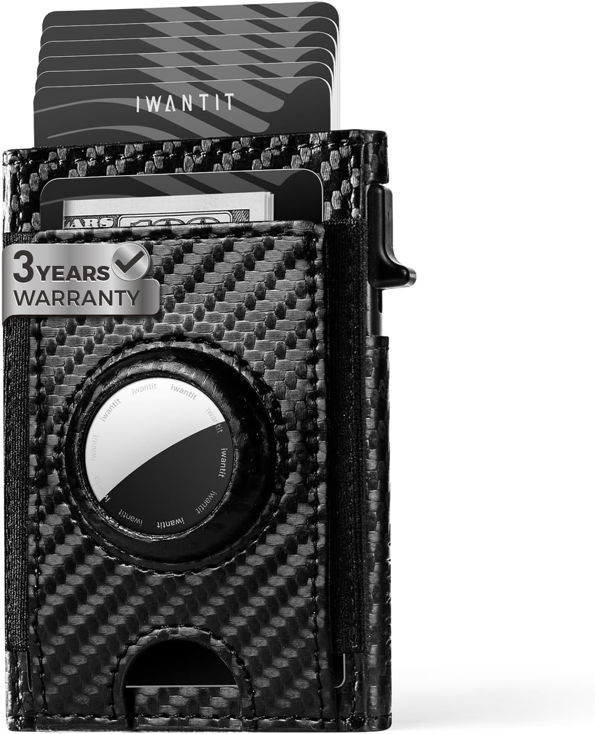 Amazon.com: AirTag Wallet, Minimalist Front Pocket Leather Carbon Fiber ...