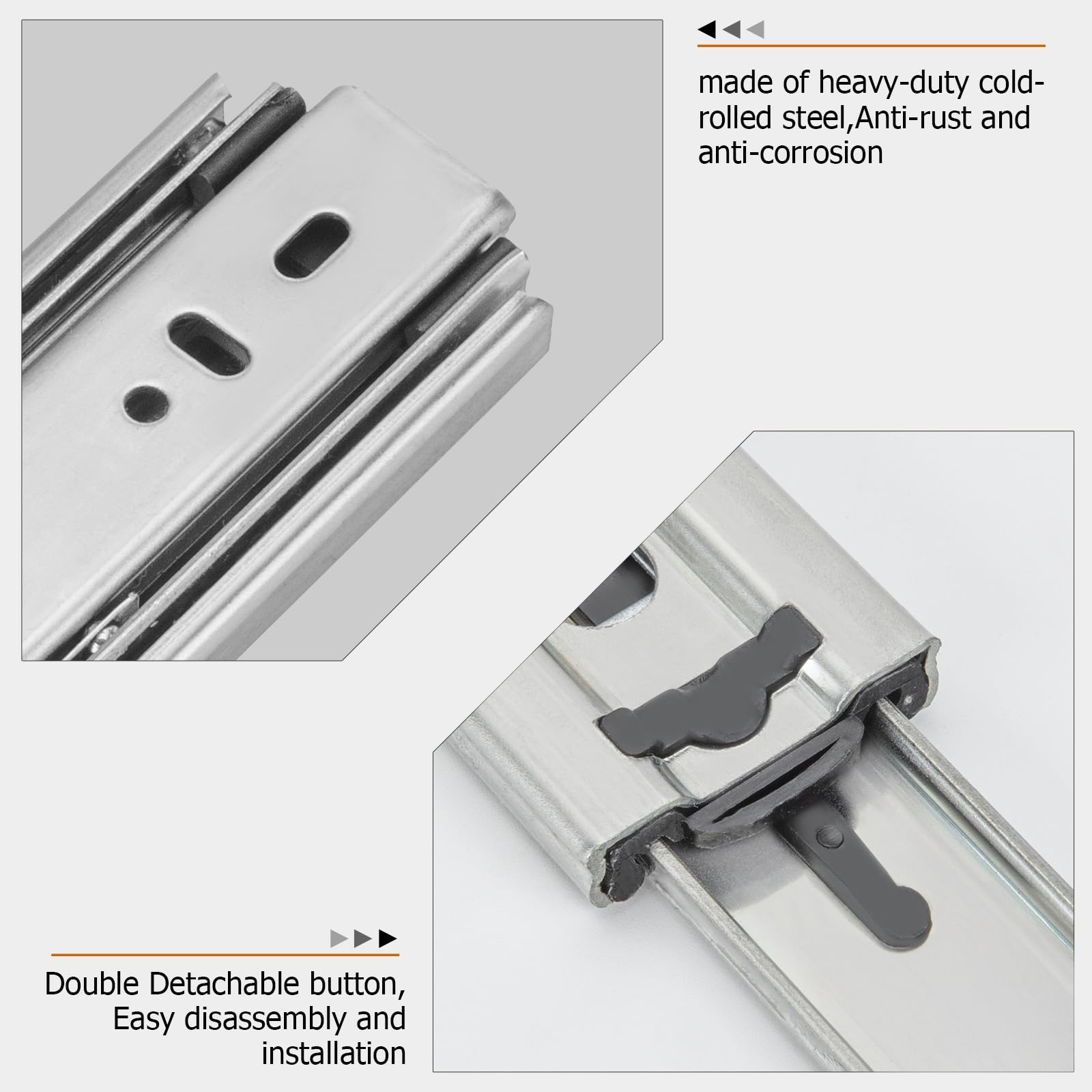 Snapklik.com : 3 Pairs Side Mount Drawer Slides Silver Full Extension ...