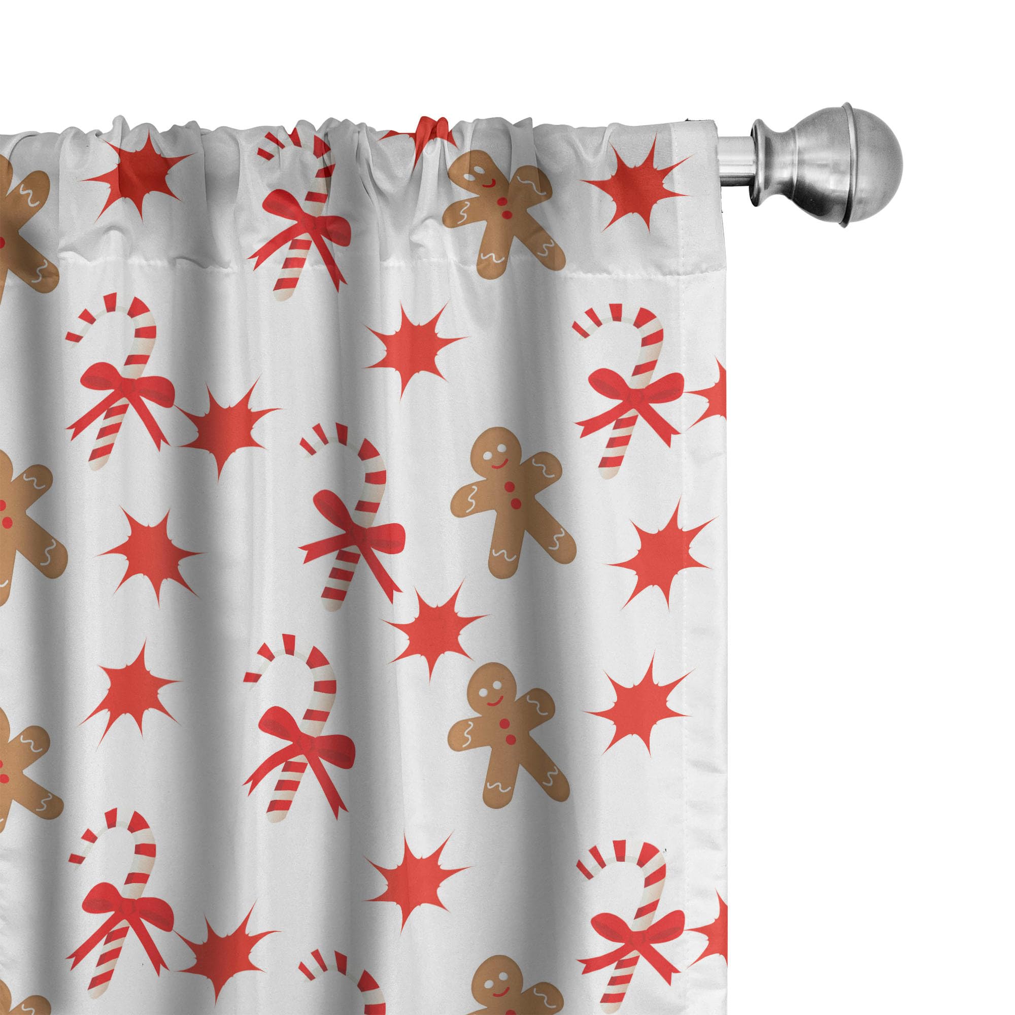 Amazon.com: Ambesonne Gingerbread Man Curtains, Candy Cane Bowties Red ...