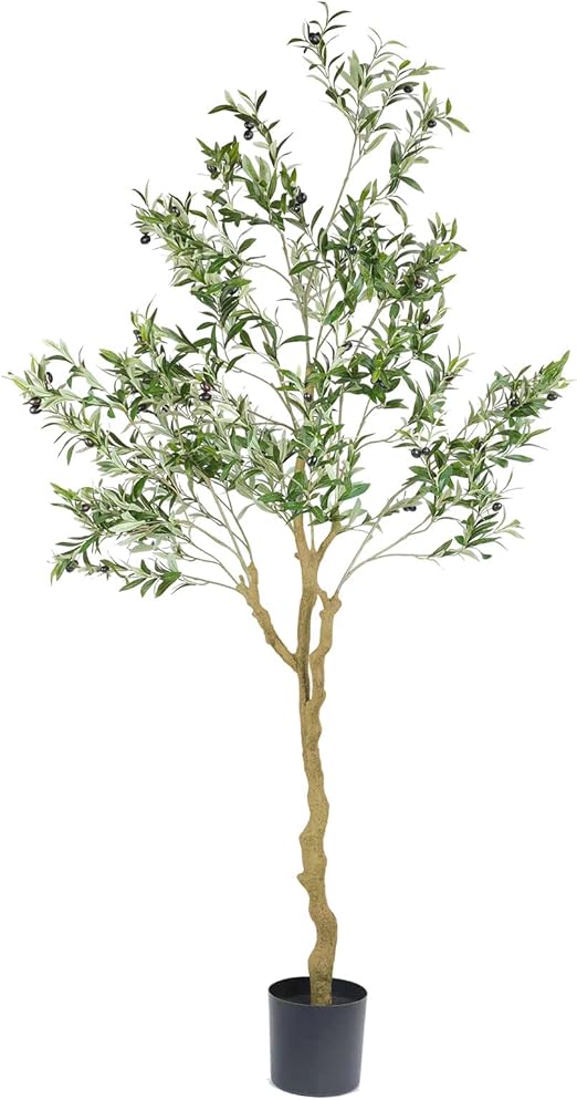 Amazon.com: Nafresh Tall Faux Olive Tree，7ft（84in） Realistic Potted ...