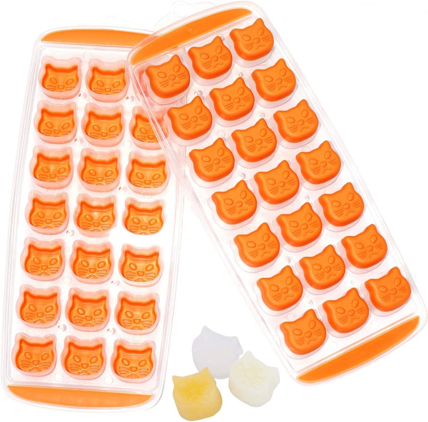 Amazon.com: Cat Face Ice Cube Trays Silicone Molds Set of 2, Gifbera ...