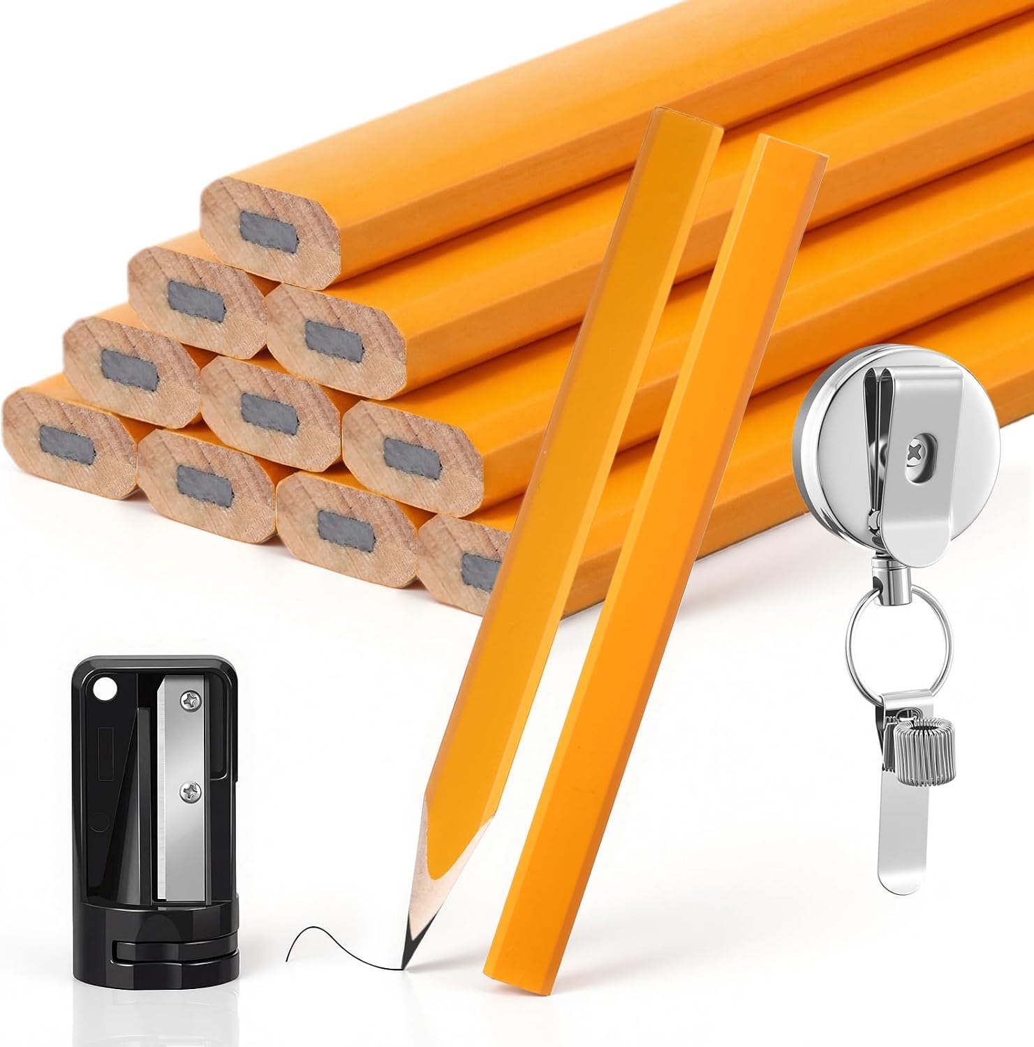 Amazon.com: Hohean 12 Pack Carpenter Pencils with Sharpener, 7 Inch ...