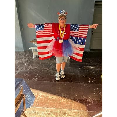 USA American Flag Cape Cloak Costume with Sleeves - 2 Wearing Methods ...
