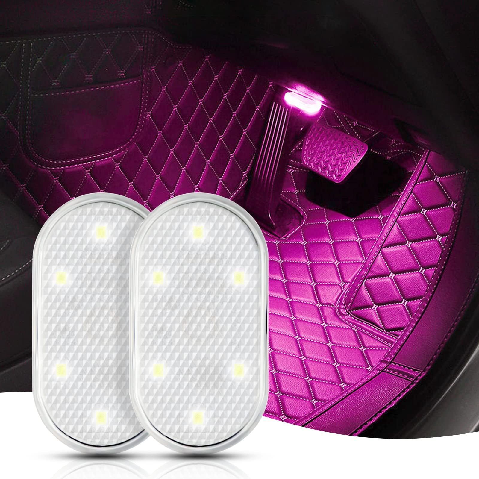 ROUDJER 2 PCS Car Led Lights Interior with 6 Bright LED Lamp Beads, 7 ...