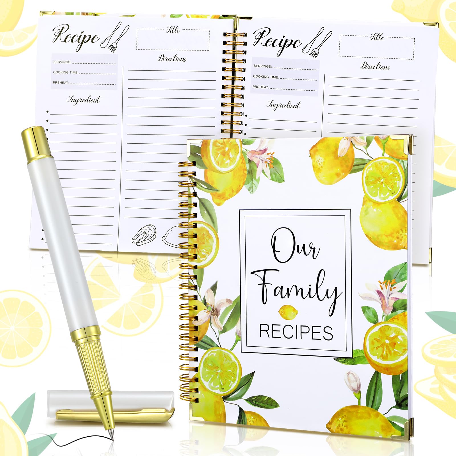 Amazon.com: Recipe Book to Write in Your Own Recipes 7.5 x 9 Inch Lemon ...