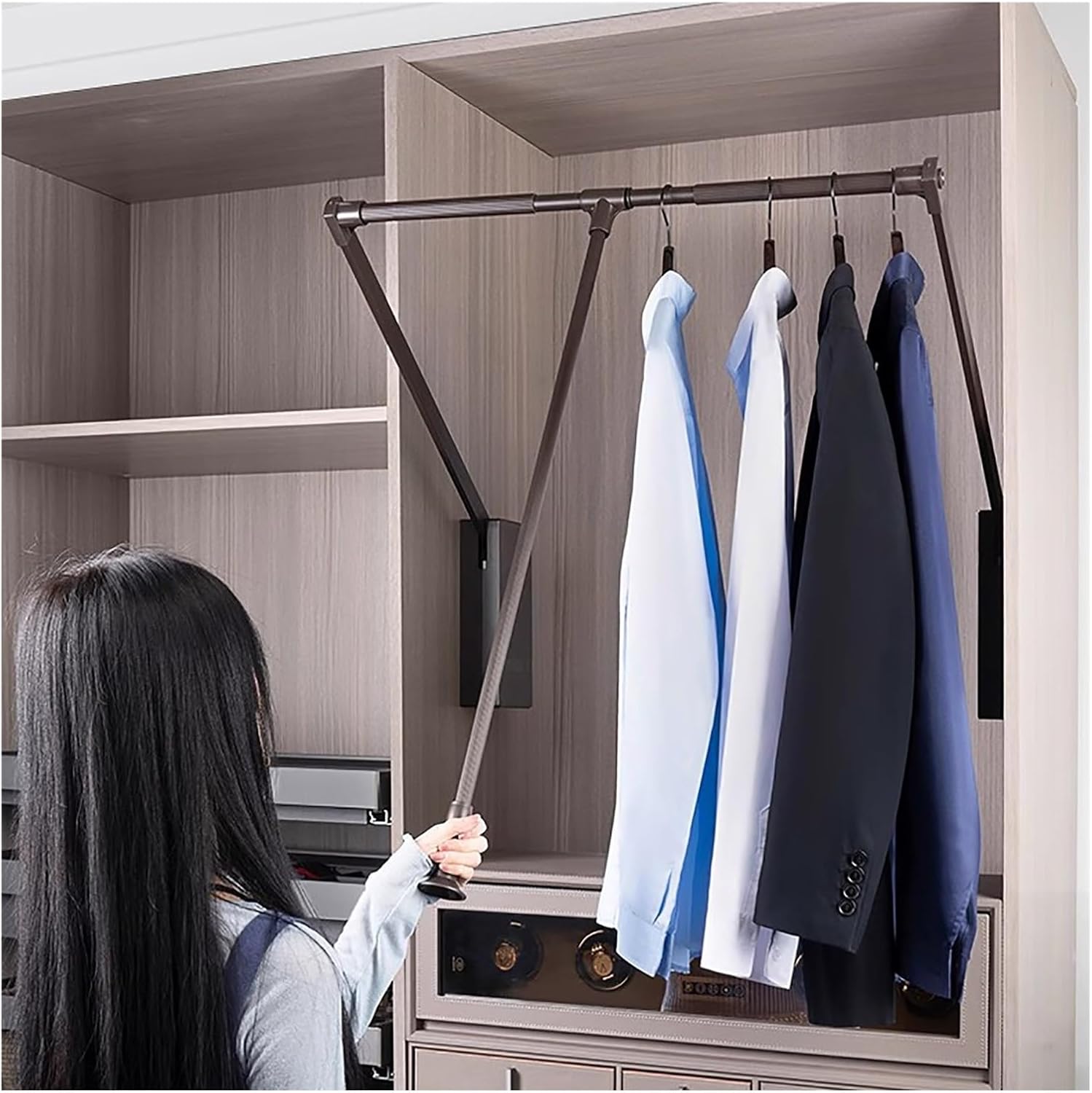 Amazon.com: JYHHCYS Closet Rods for Hanging Clothes Pull Down ...