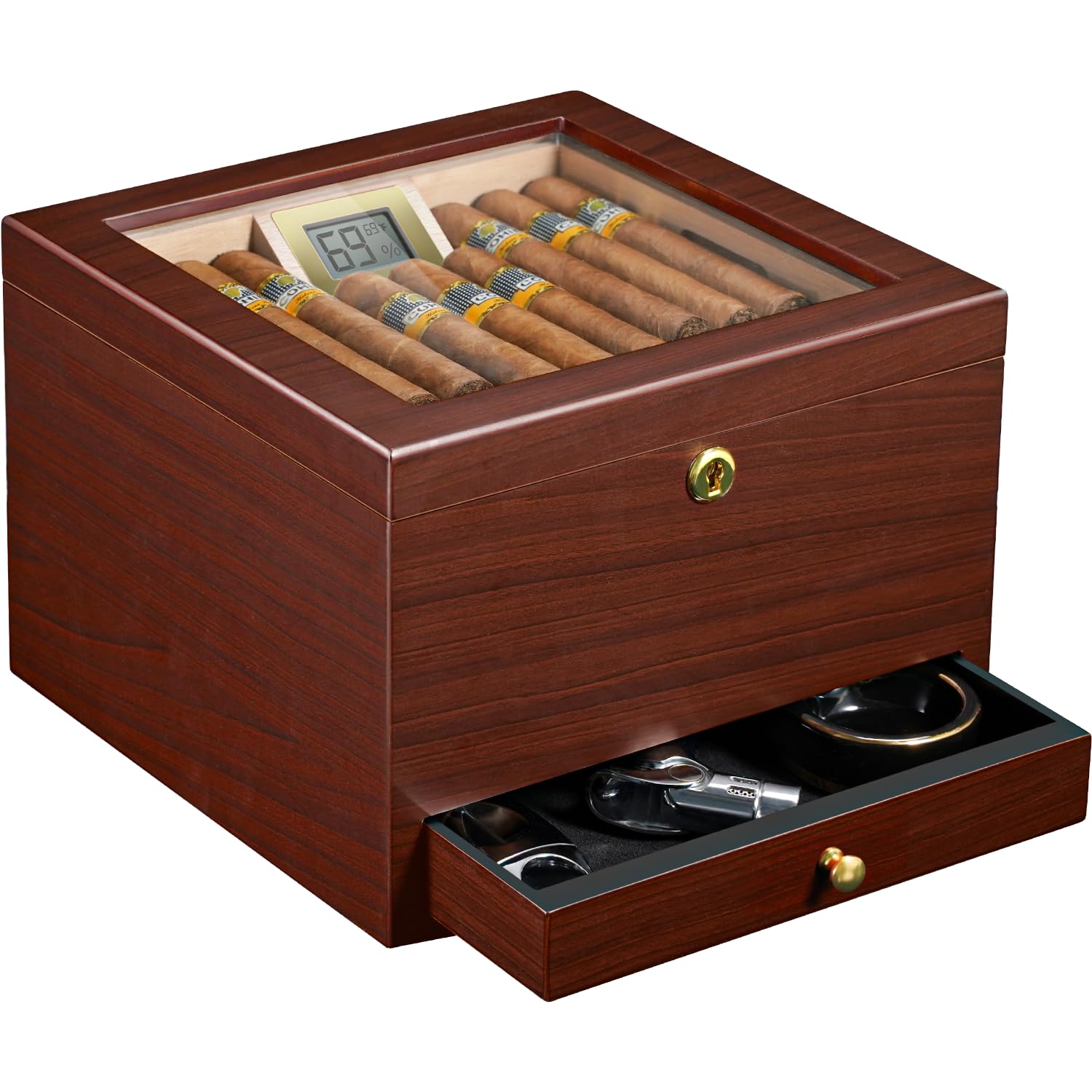 Amazon.com: Flauno Cigar Humidor with Lock, Air Circulation System, up ...