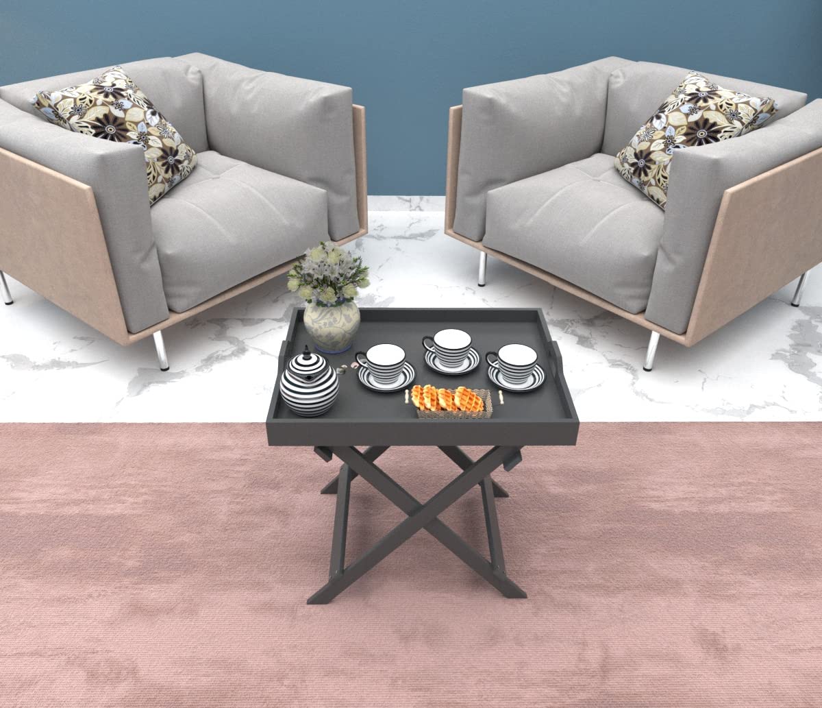 Treevona Detachable Tray Foldable Coffee Tea Table /Multipurpose Teapoy ...