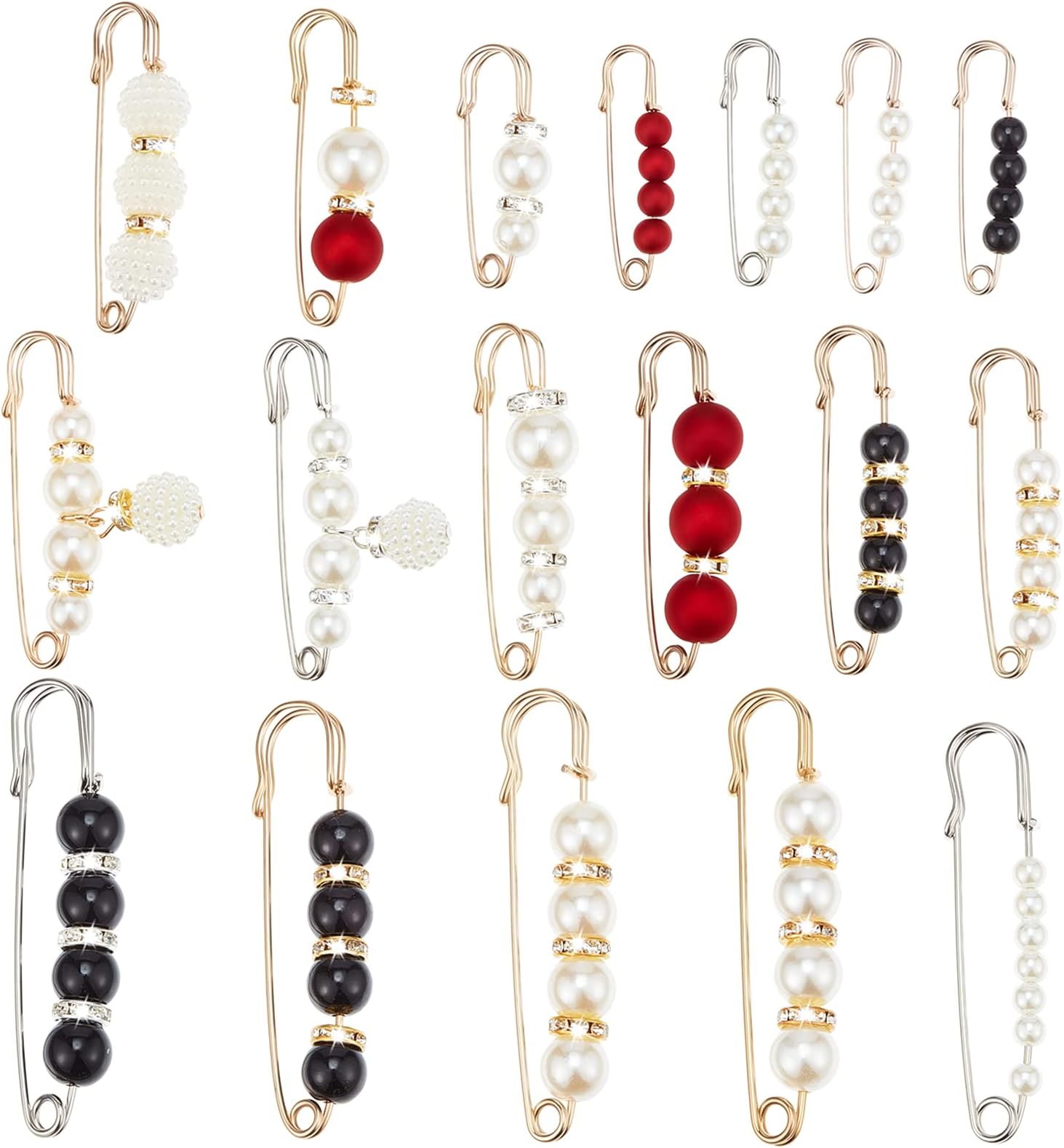 Amazon.com: Uniquer 6Pcs Crystal Flower Safety Pins Brooch Clip Clasp ...