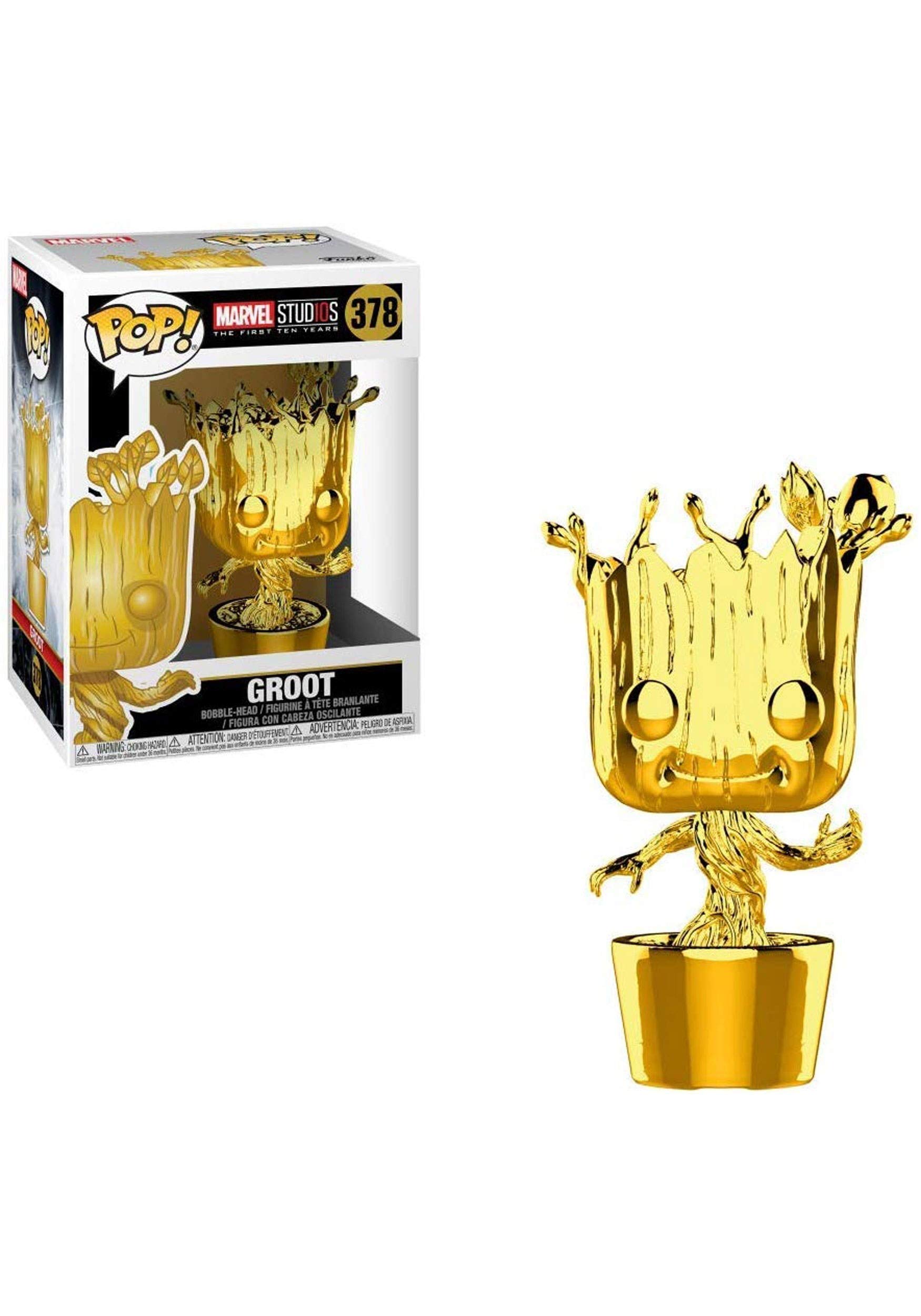 Amazon.com: Funko Pop Marvel: Marvel Studios 10 - Groot (Gold Chrome ...