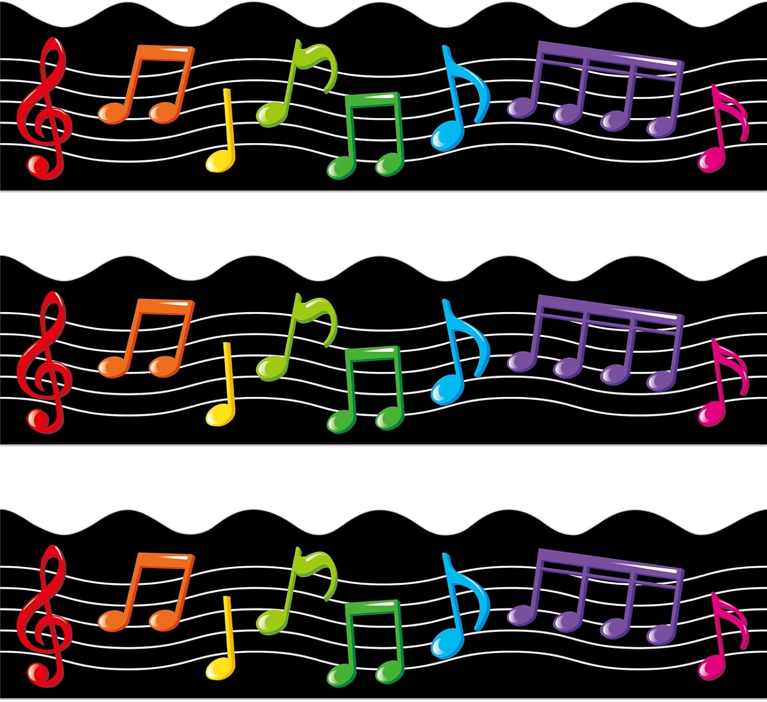 Amazon.com: 72 Feet Colorful Musical Notes Bulletin Board Borders for ...