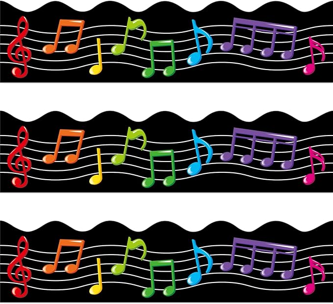 Amazon.com: 72 Feet Colorful Musical Notes Bulletin Board Borders for ...