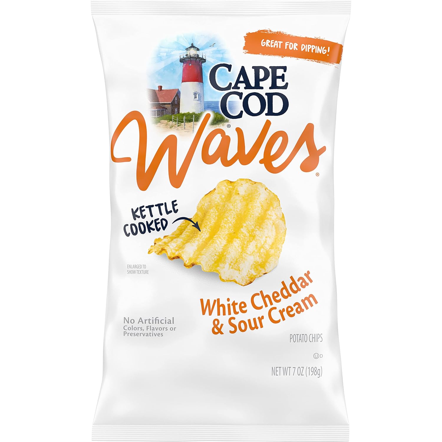Amazon.com: Cape Cod Waves Potato Chips Wavy Cut White Cheddar & Sour ...