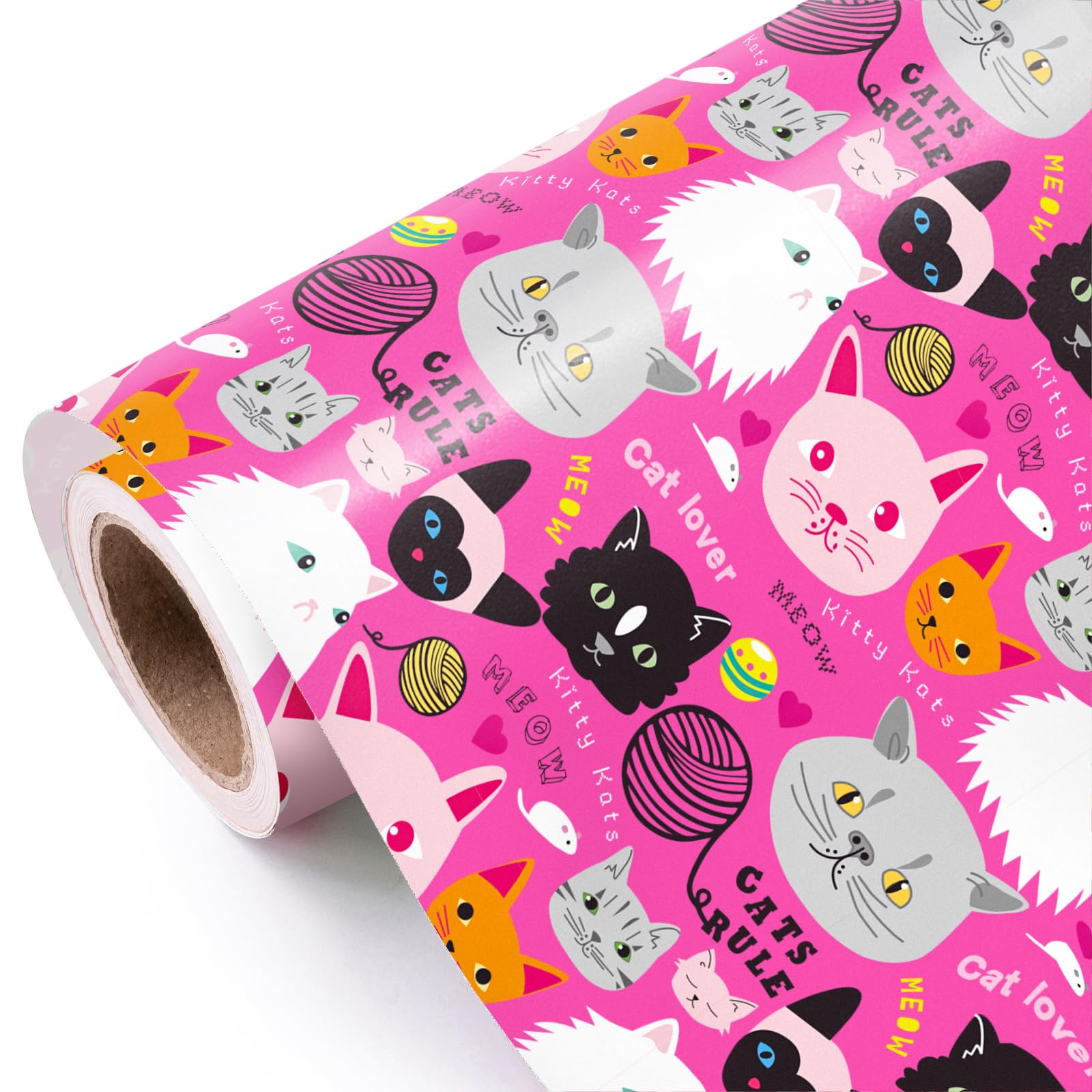 Amazon.com: WRAPAHOLIC Kitty Cat Wrapping Paper Roll - Mini Roll - 17 ...
