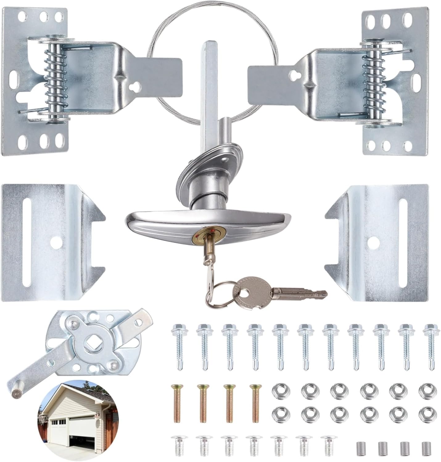 Amazon.com: Universal Garage Door Lock Kit, Garage Door T-Handle Lock with 2 Keys, Overhead ...