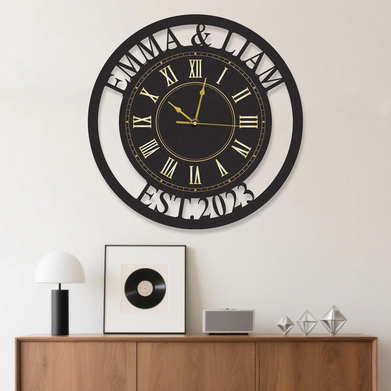 Personalized Wall Clocks for Living Room Decor, Custom Family Name ...