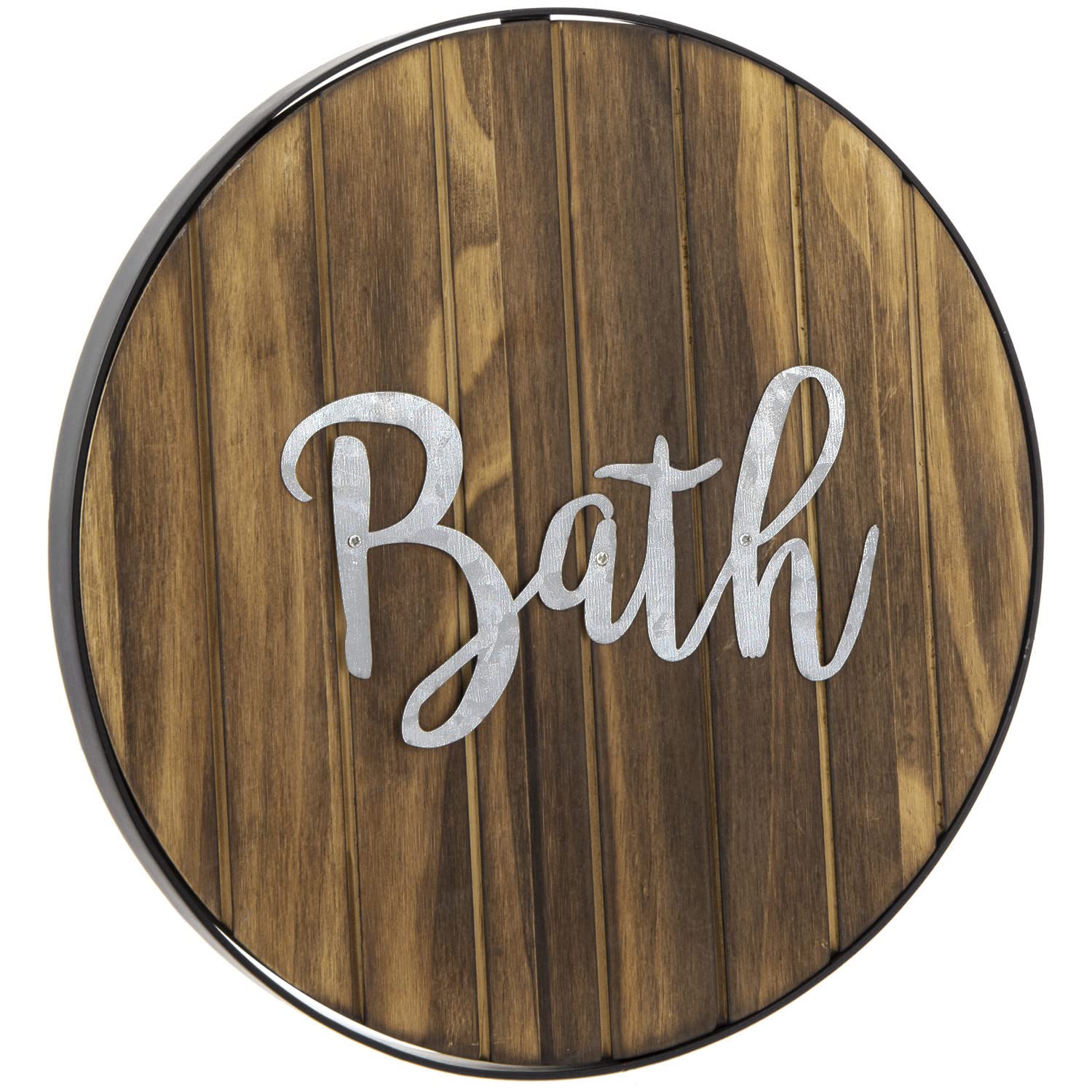 Amazon.com: MyGift Rustic Round Decorative Hanging Bath Sign, Farmhouse ...