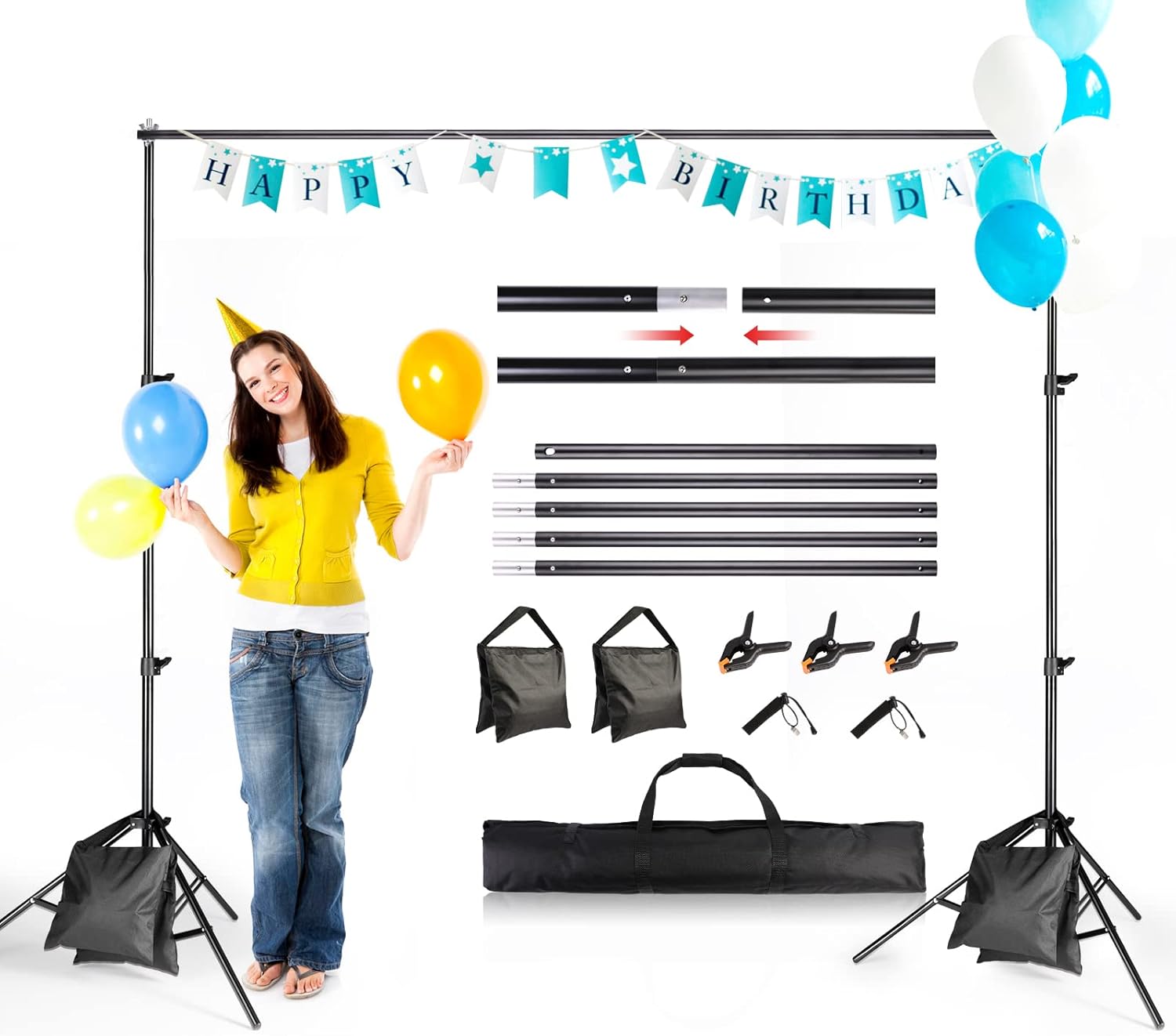Amazon.com : Backdrop Stand 6.5x10ft, Photo Video Studio Adjustable ...