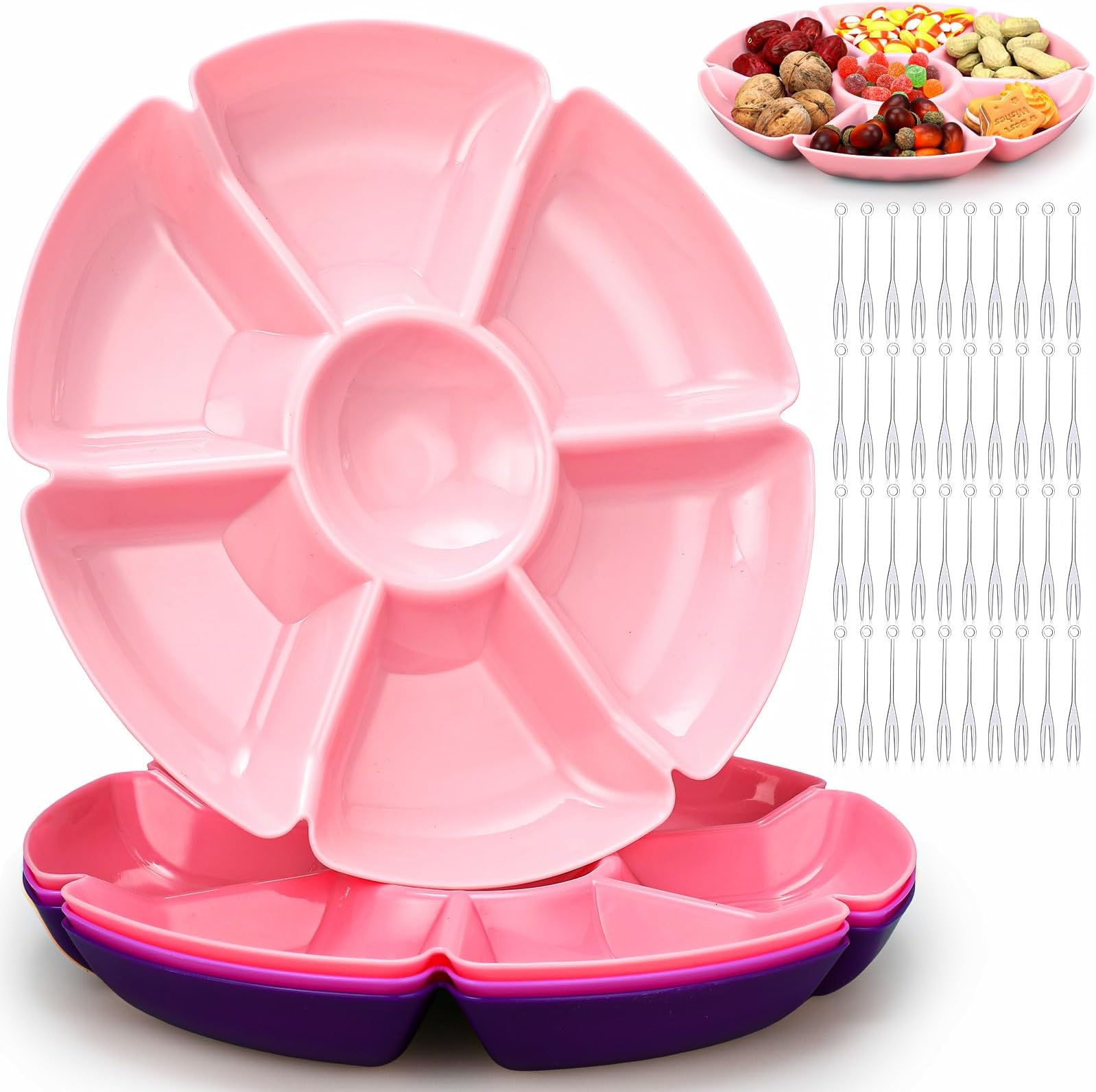 Amazon.com | Frcctre 20 Pack 6 Sectional Round Plastic Appetizer ...