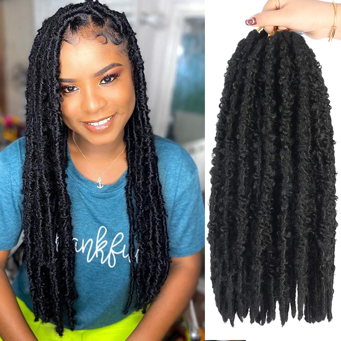 6packs Soft Butterfly Locs Crochet Hair 18inch Handmade Butterfly Faux ...