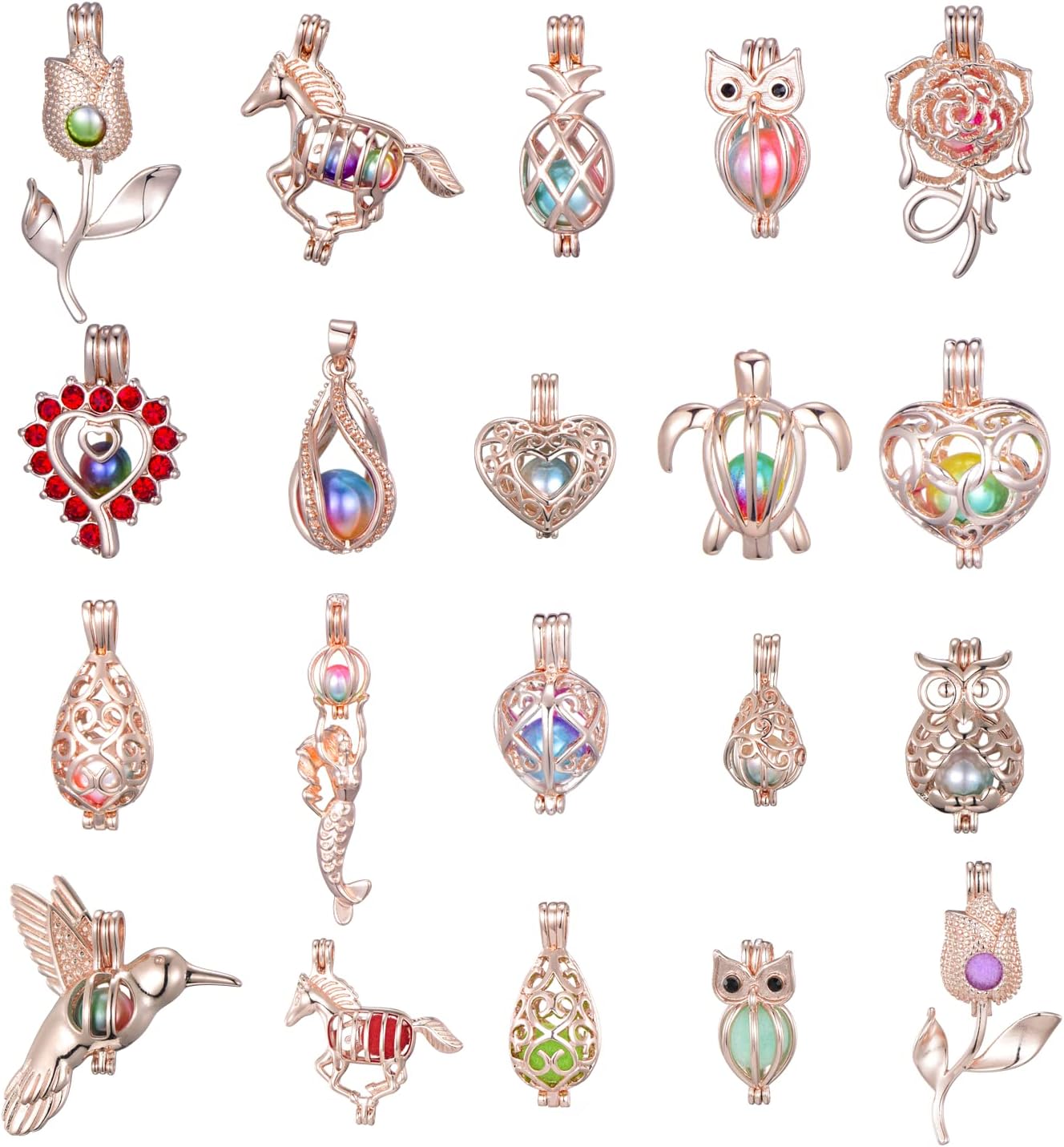 Amazon.com: MANLOUFUSHI 10 Pieces Mixed Rose Gold Plated DIY Pearl Bead ...