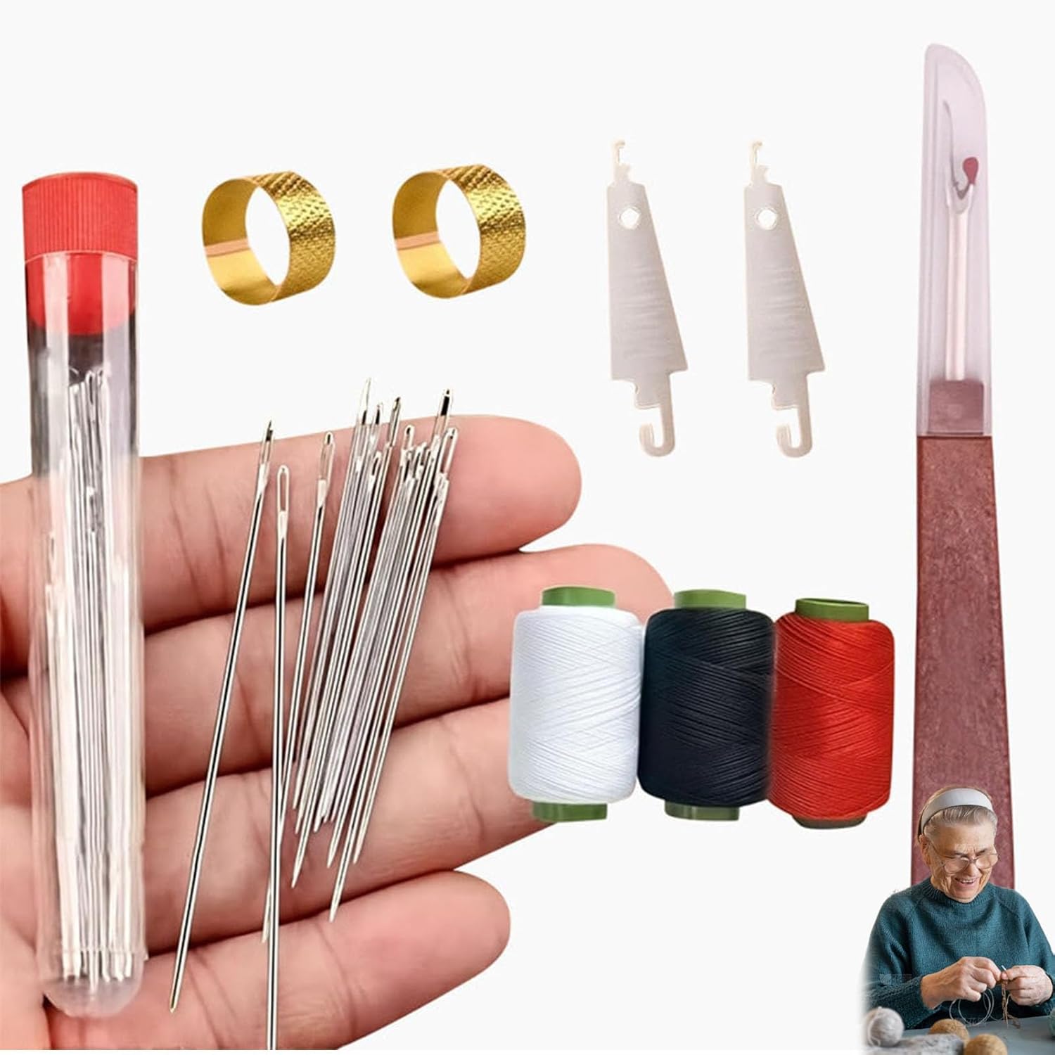 Amazon.com: Elegantan Steel Needles Set,74PCS Sewing Tool Set,Needles ...