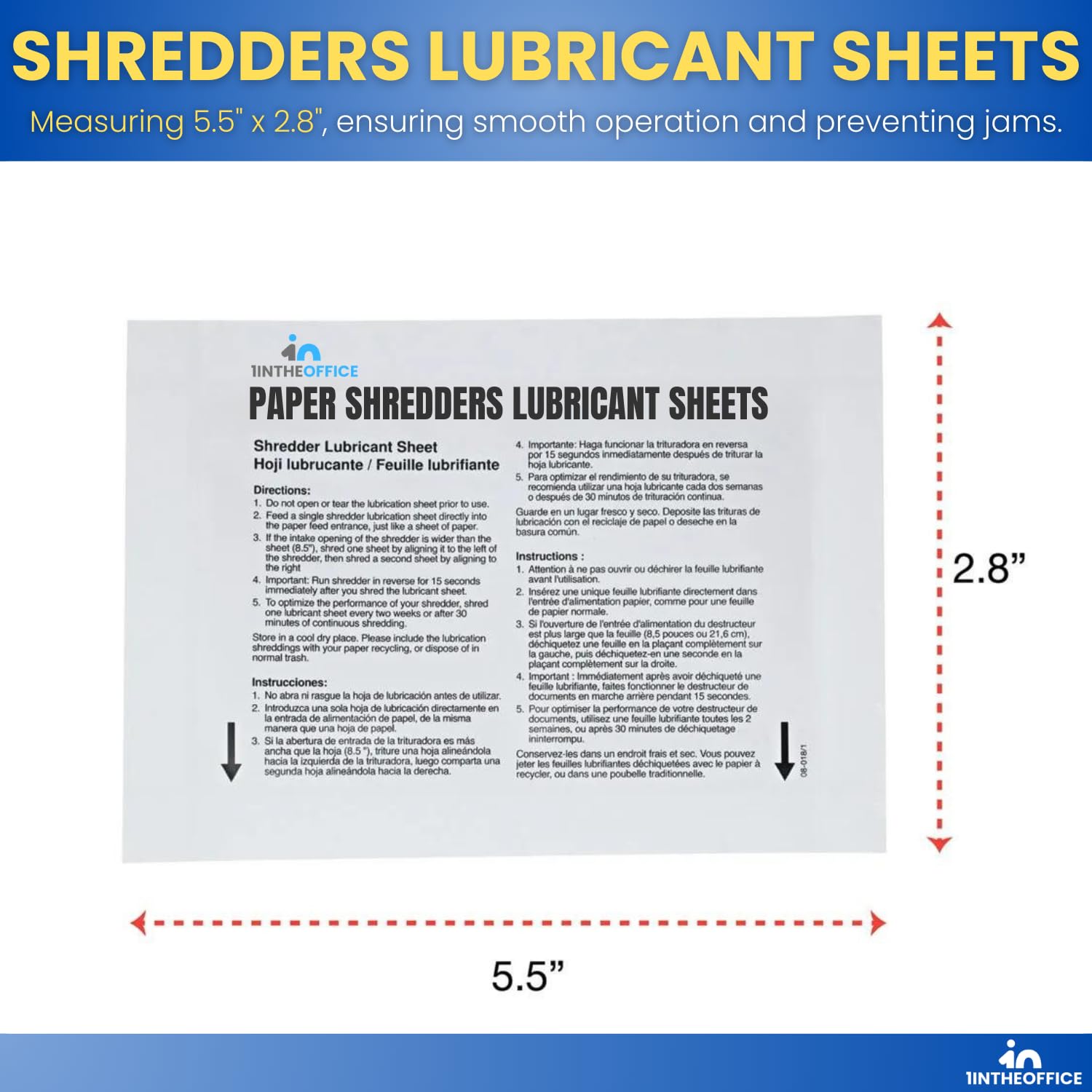 Snapklik.com : 1InTheOffice Paper Shredders Lubricant Sheets 8.5" X 6 ...