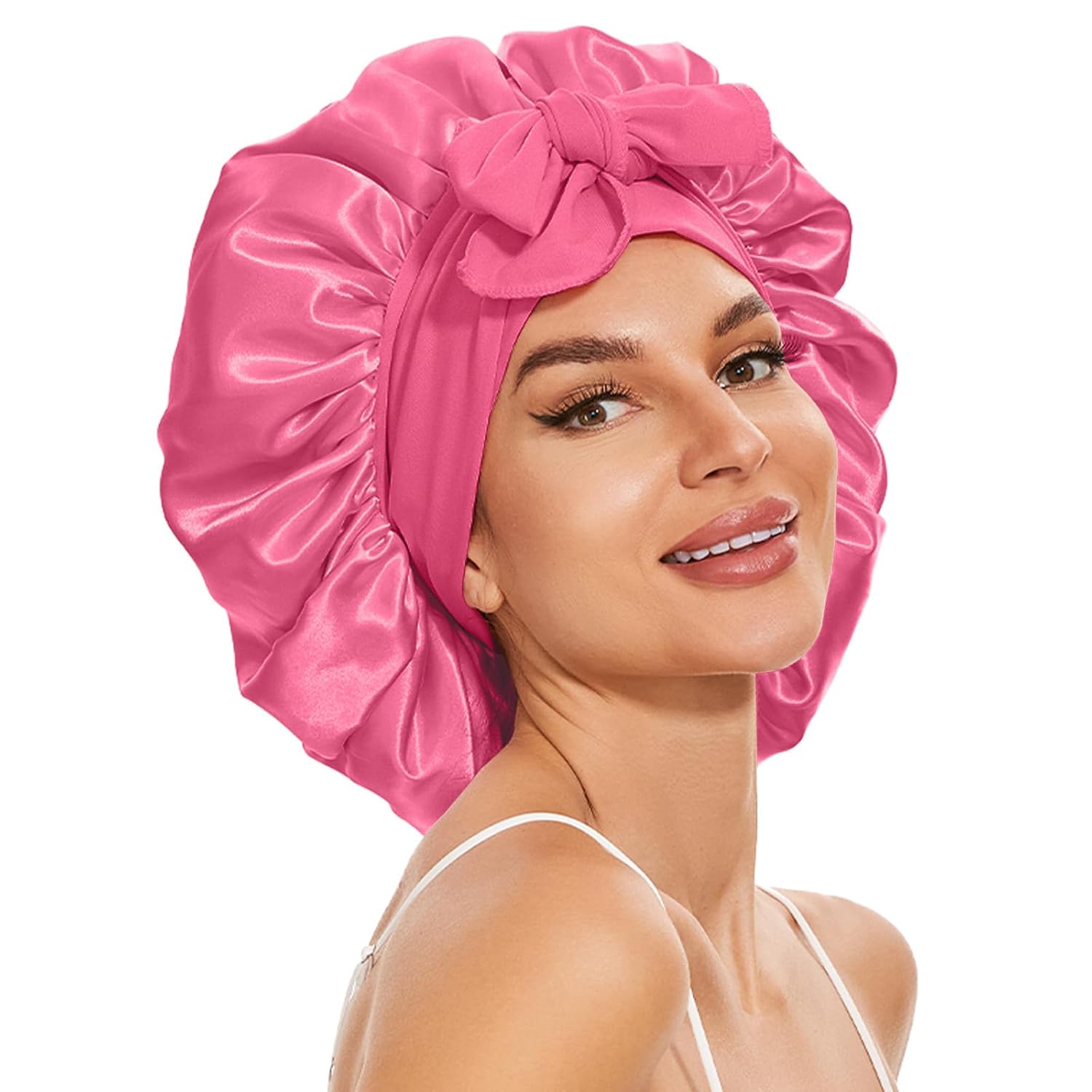 Amazon.com : Large Satin Bonnet Silk Bonnet Hair Bonnet for Sleeping ...