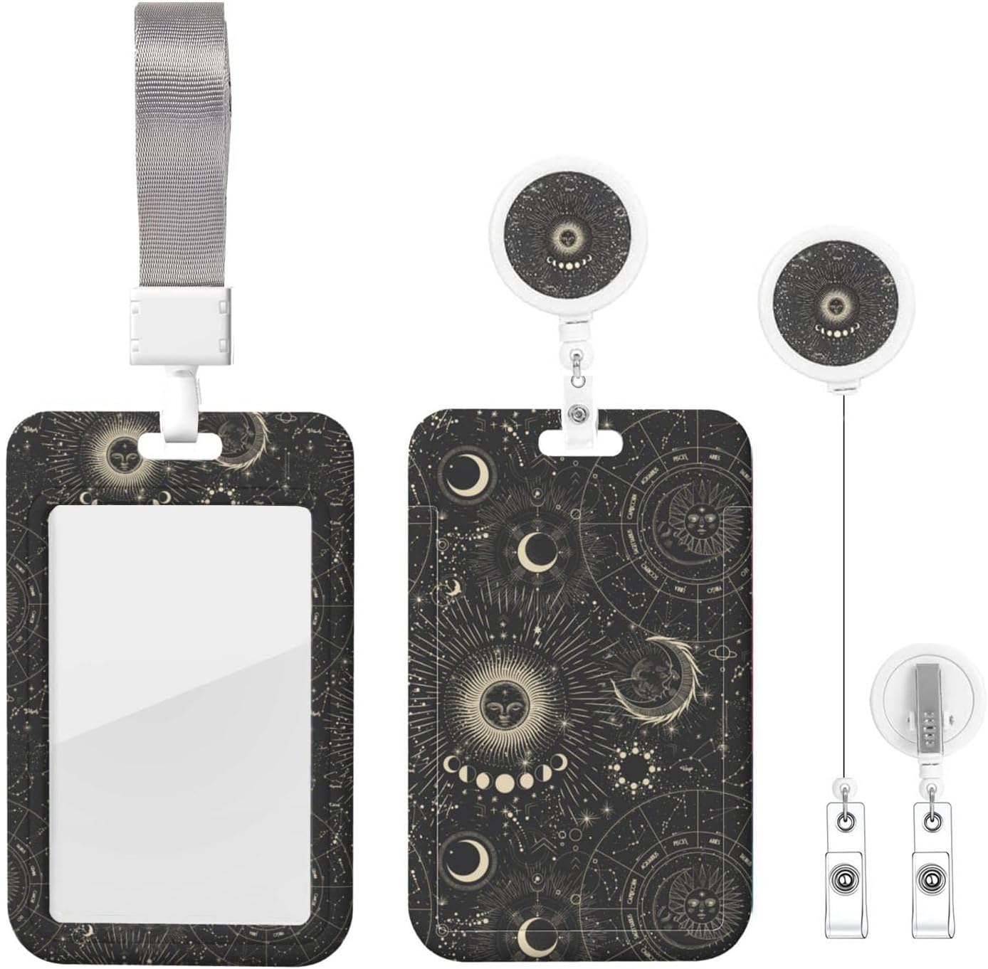 Amazon.com : 3 Set Moon Star Badge Holder with Retractable Reel ...