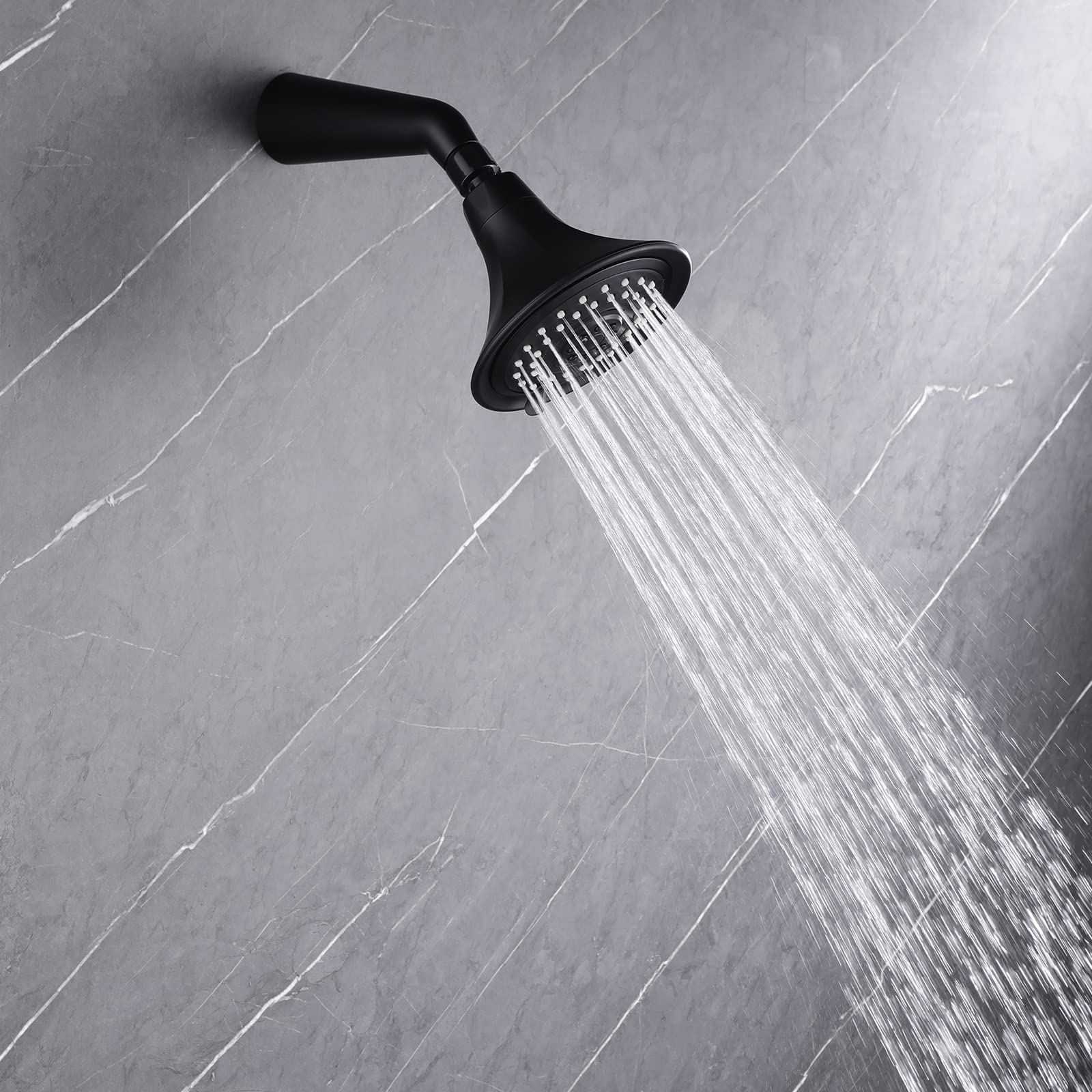 DEERFEI Rain Shower Head, 5 Function 5 Inch High Pressure Shower Head ...