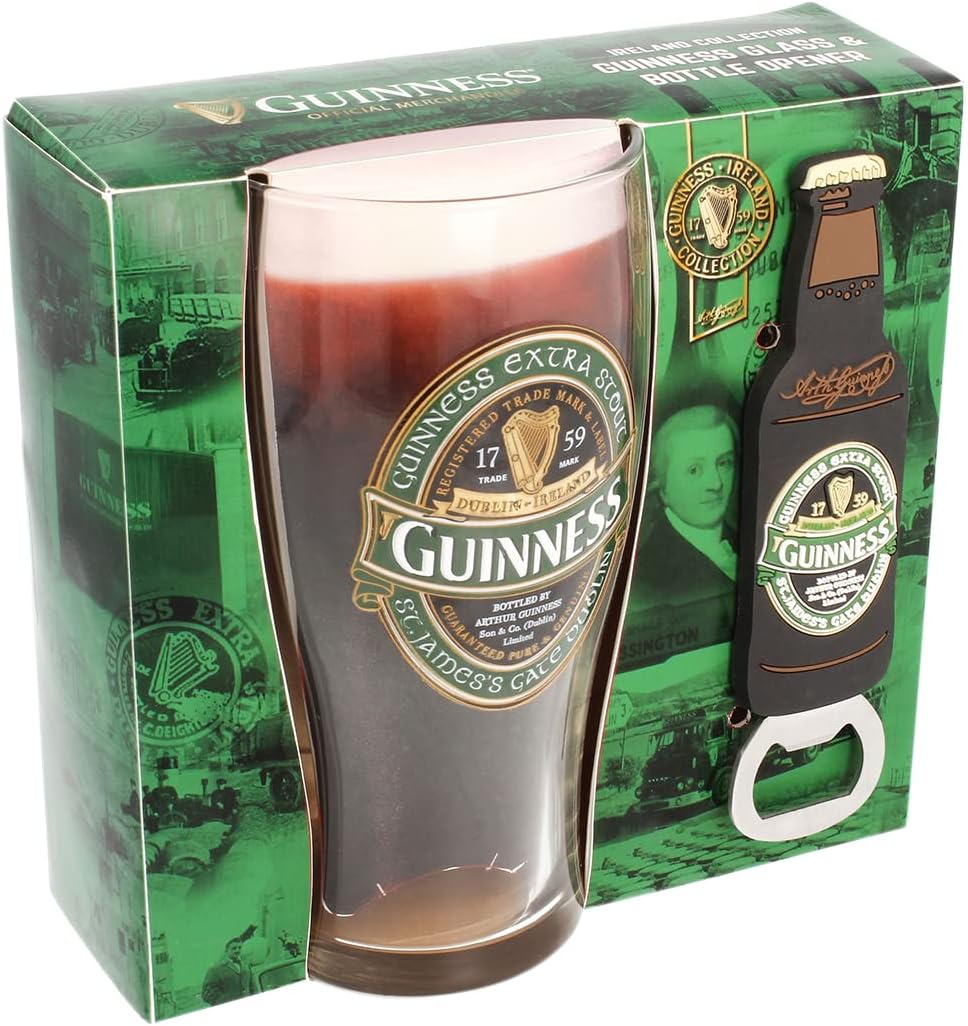 Amazon.com: Shamrock Gift Company Guinness Ireland Label Pint Glass ...