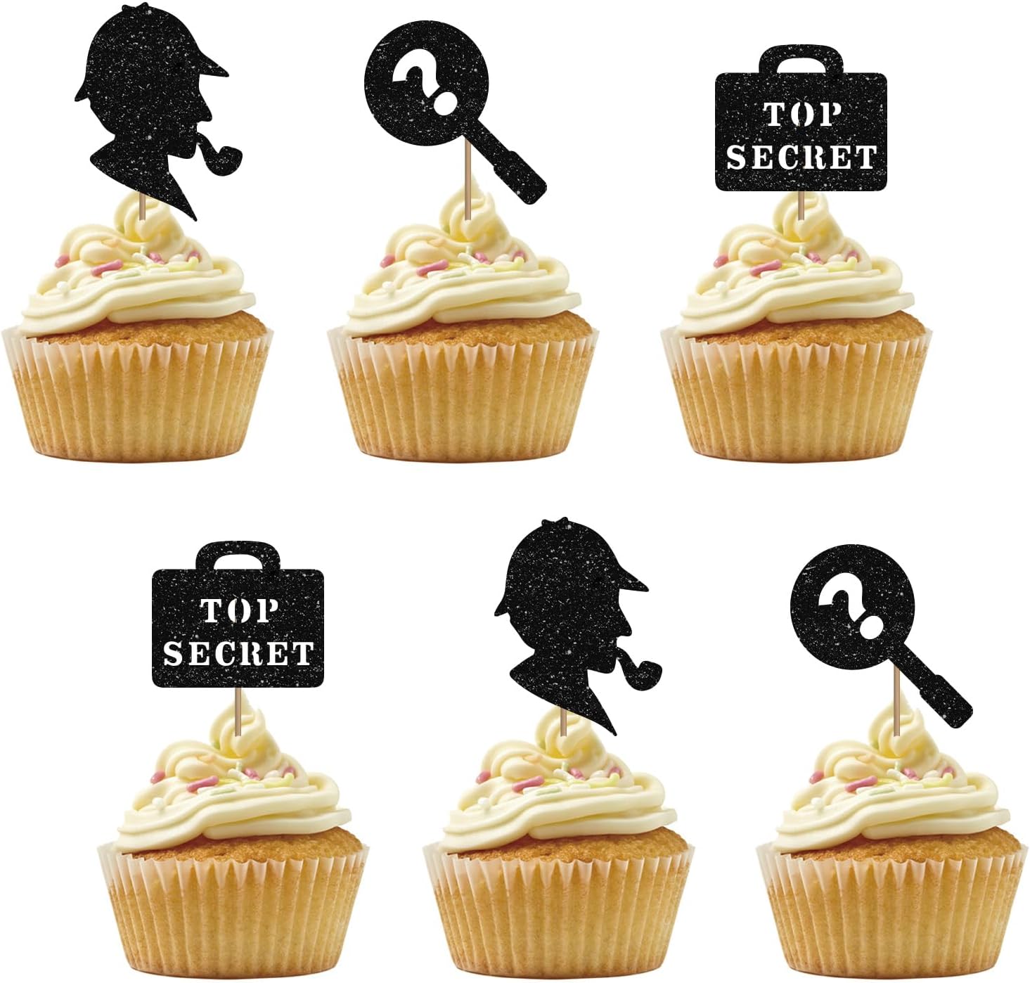 Amazon.com: Set of 24 Detective Cupcake Toppers, Cirme Scene Cupcake ...