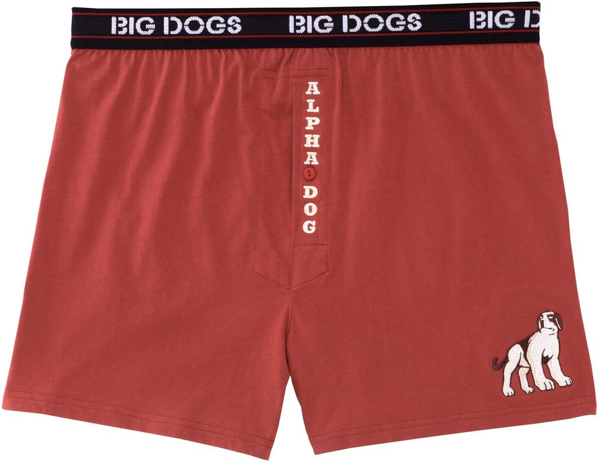 Big Dogs Alpha Dog Embroidered Knit Boxers 6X Brick Red at Amazon Men’s ...