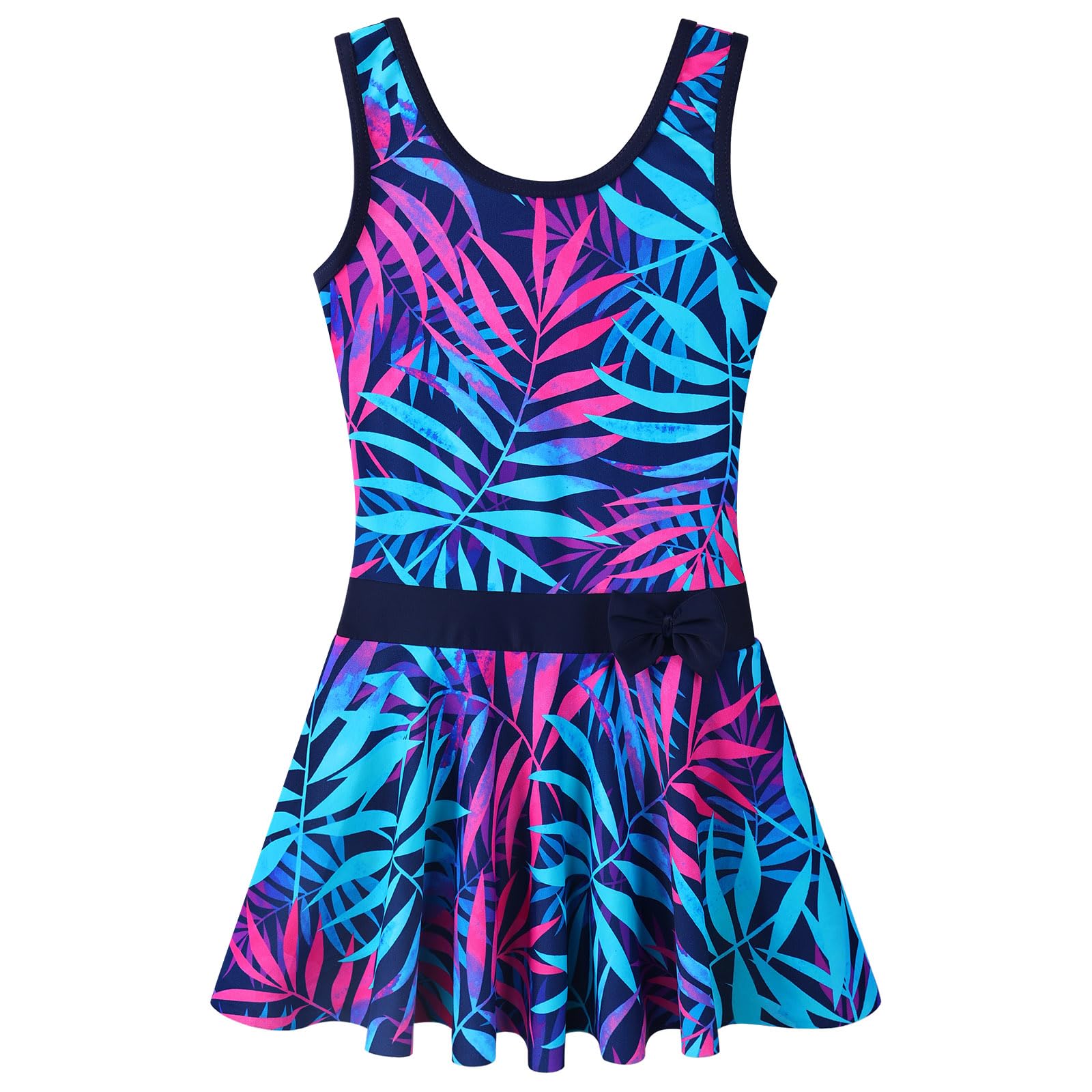 Snapklik.com : Girls Swimsuit One Piece UPF 50+ Floral Skirted Bathing ...