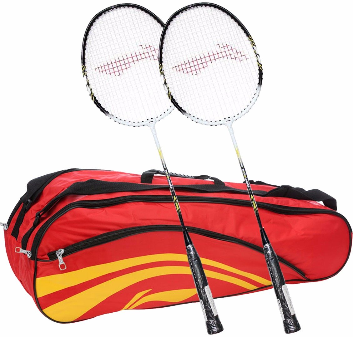 Buy Li-Ning Smash Xp 808 Strung Badminton Raquet (Set of 2) + Li-Ning ...