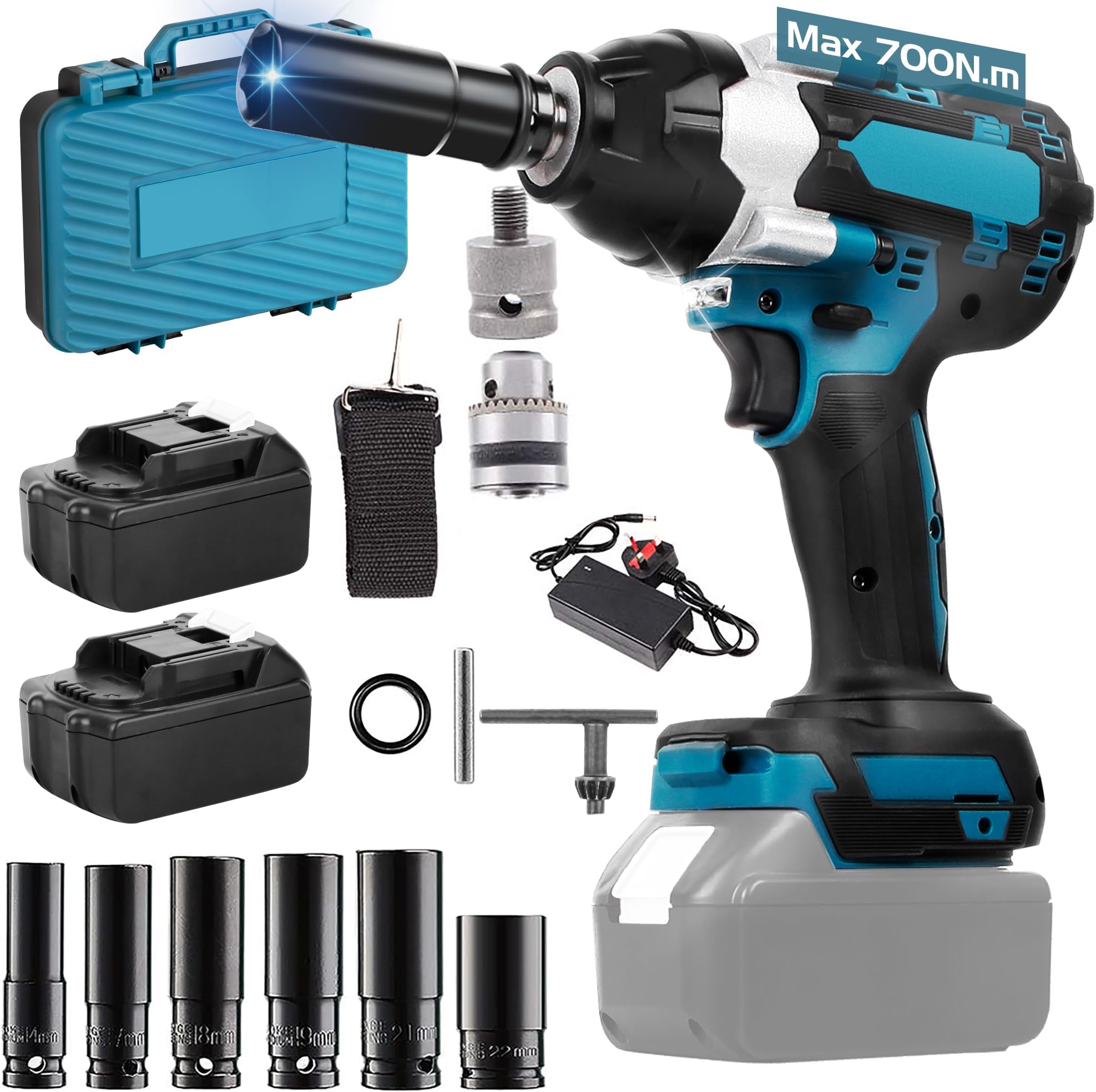 21V MAX Brushless Cordless Impact Wrench Car Repair Wheel Nut Gun ...