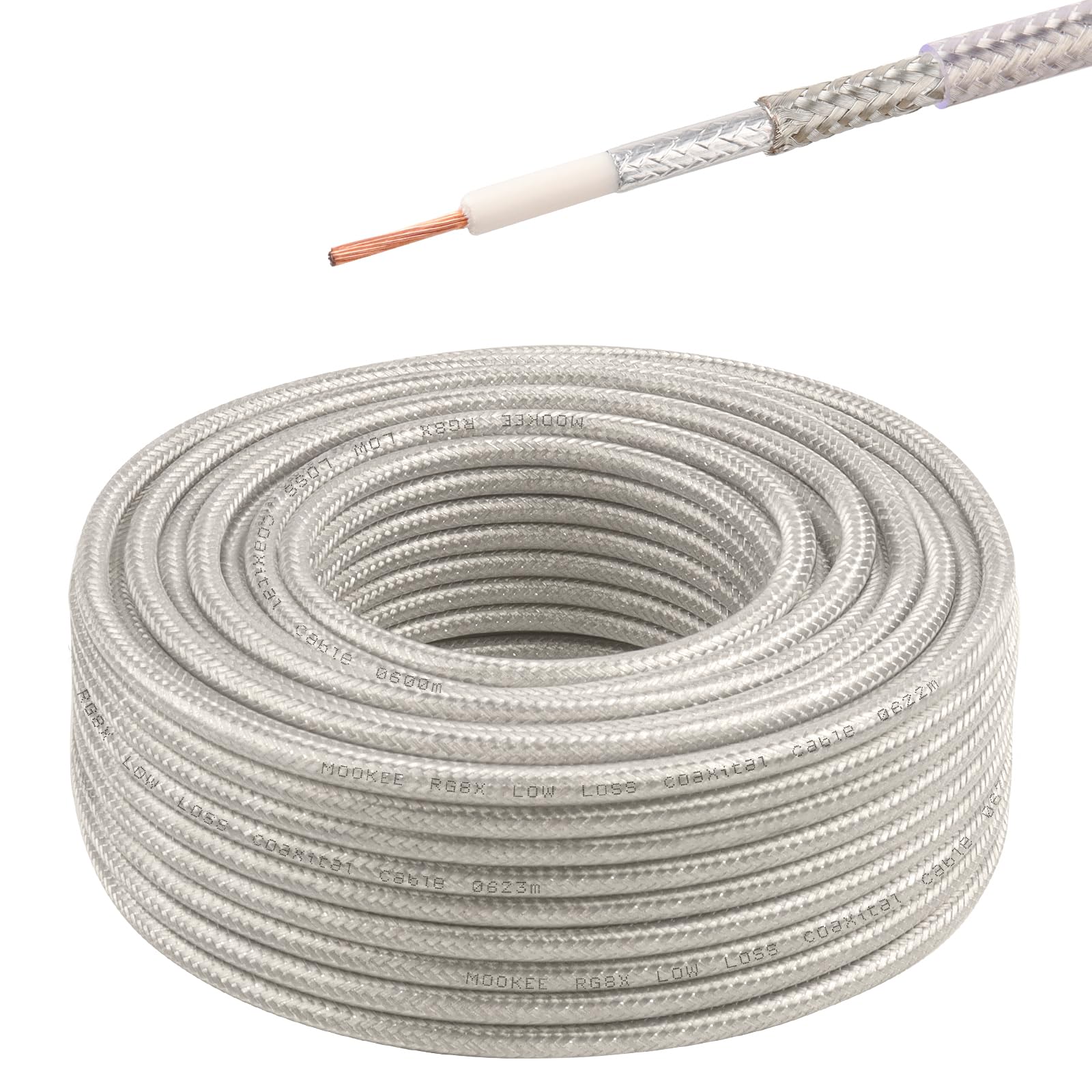 Amazon.com: MOOKEERF RG8x Coaxial Cable 100ft,Low Loss RG8X Cable 100 ...