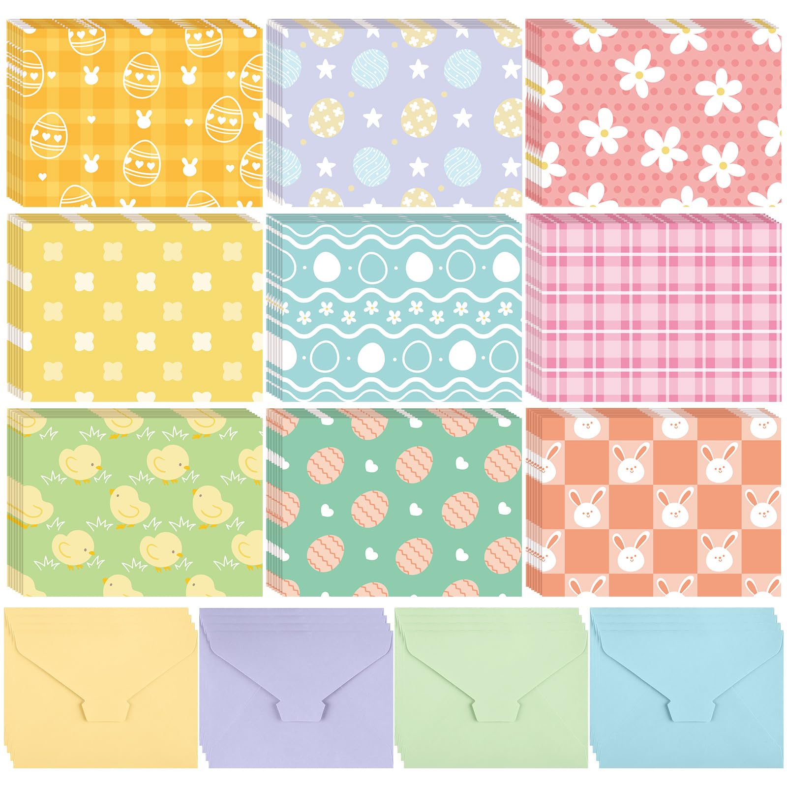 Amazon.com: Resurhang 63 Sets Easter Cards with Envelopes Colorful Egg ...