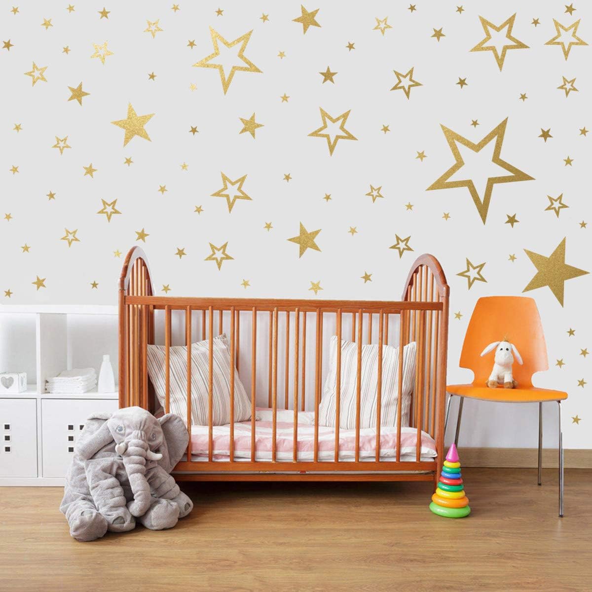 Amazon.com: 117Pcs Gold Stars Wall Decal Stars Pattern DIY Wall ...