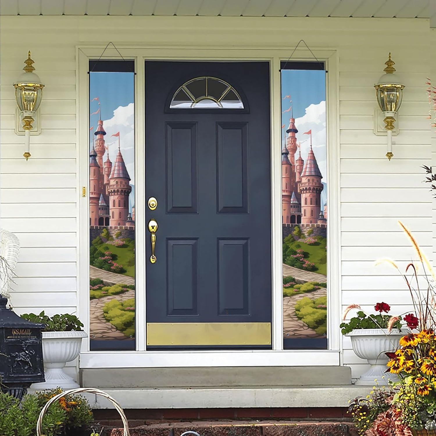 Amazon.com: 2pcs Welcome Door Banner Fairy Tale Castle Porch Sign ...