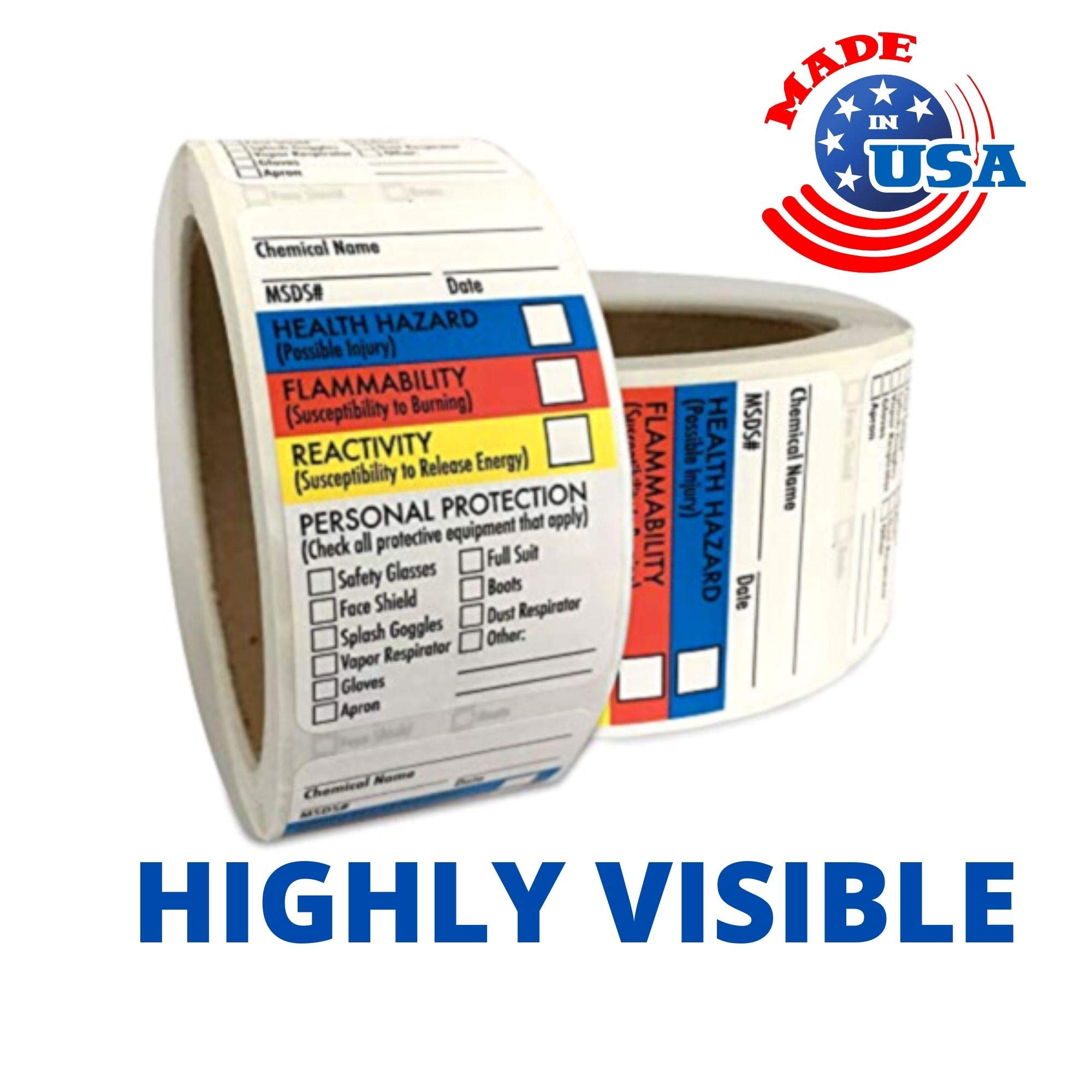 SDS Stickers 500 Stickers - 2 Rolls of 250, 1.5" x 2.5", Right To Know ...