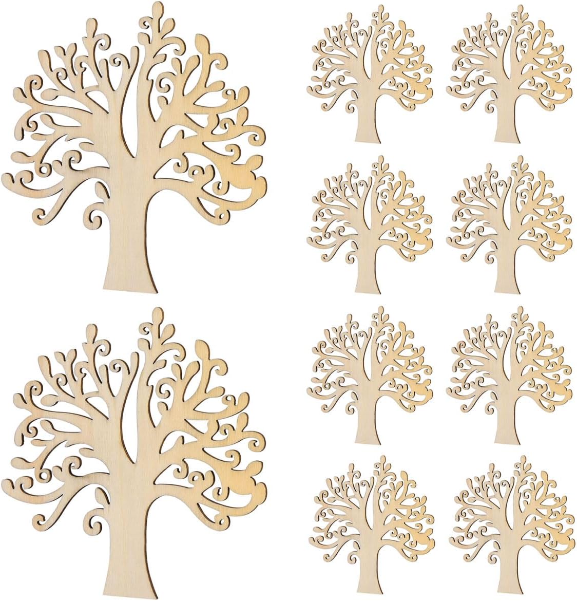 Amazon.com: Milisten 10pcs Family Tree Wood Cutouts Blank Wooden Tree ...