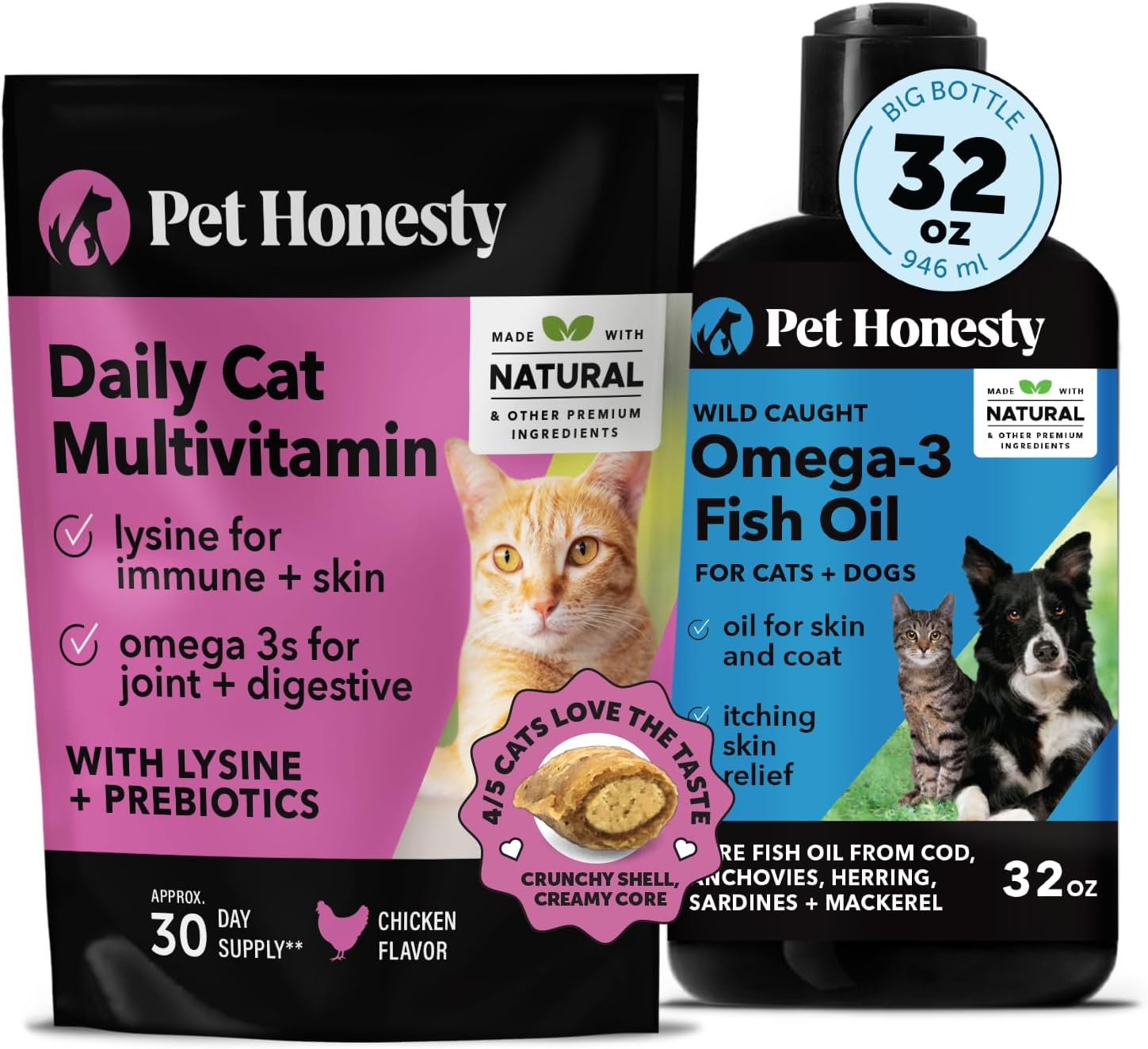 Amazon.com : Cat Multivitamin Chews + Omega 3 Fish Oil Supplement for ...