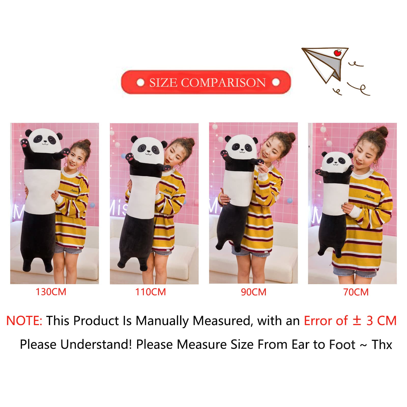 UCALMA Panda Plush Pillow Long Panda Body Pillow Plush Doll Toy Soft ...