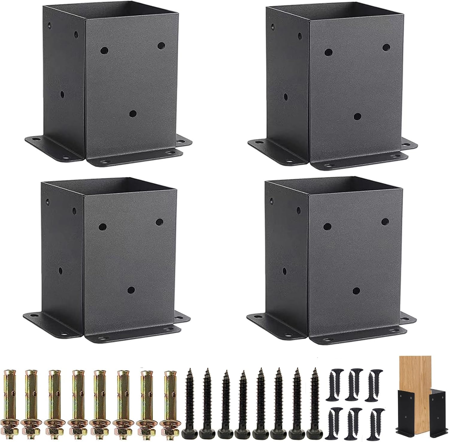 4×4 Deck Post Base,8 Pcs/4 Sets Deck Post Anchor,Adjustable Post Base ...