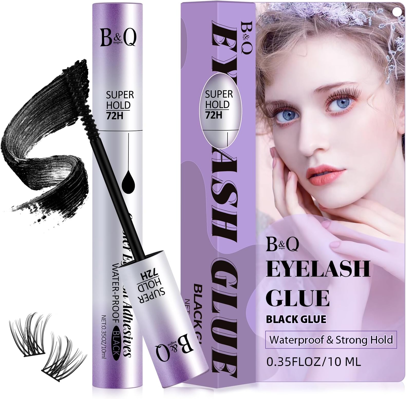 Amazon.com: B&Q Cluster Lash Glue 10ML Black Lash Cluster Glue Fast ...